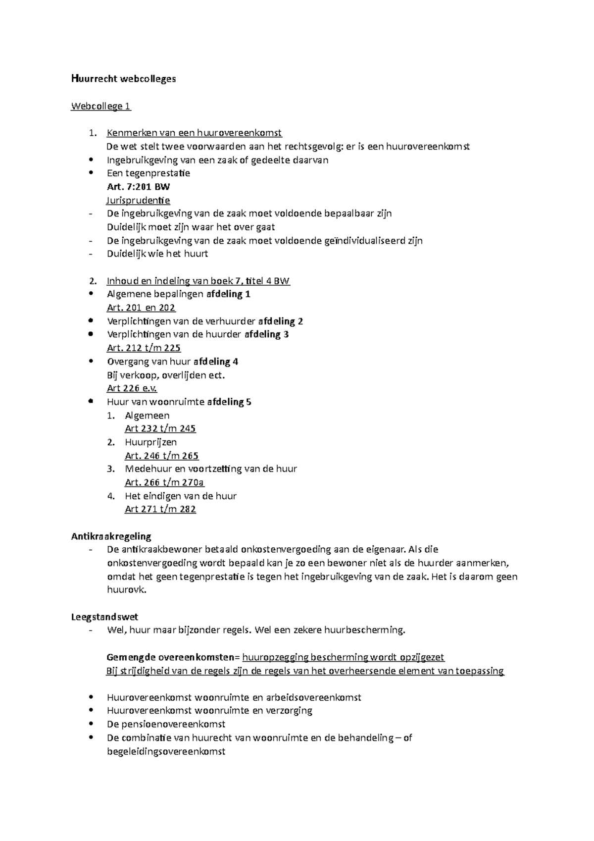 Huurrecht webcolleges - Huurrecht webcolleges Webcollege 1 Kenmerken ...