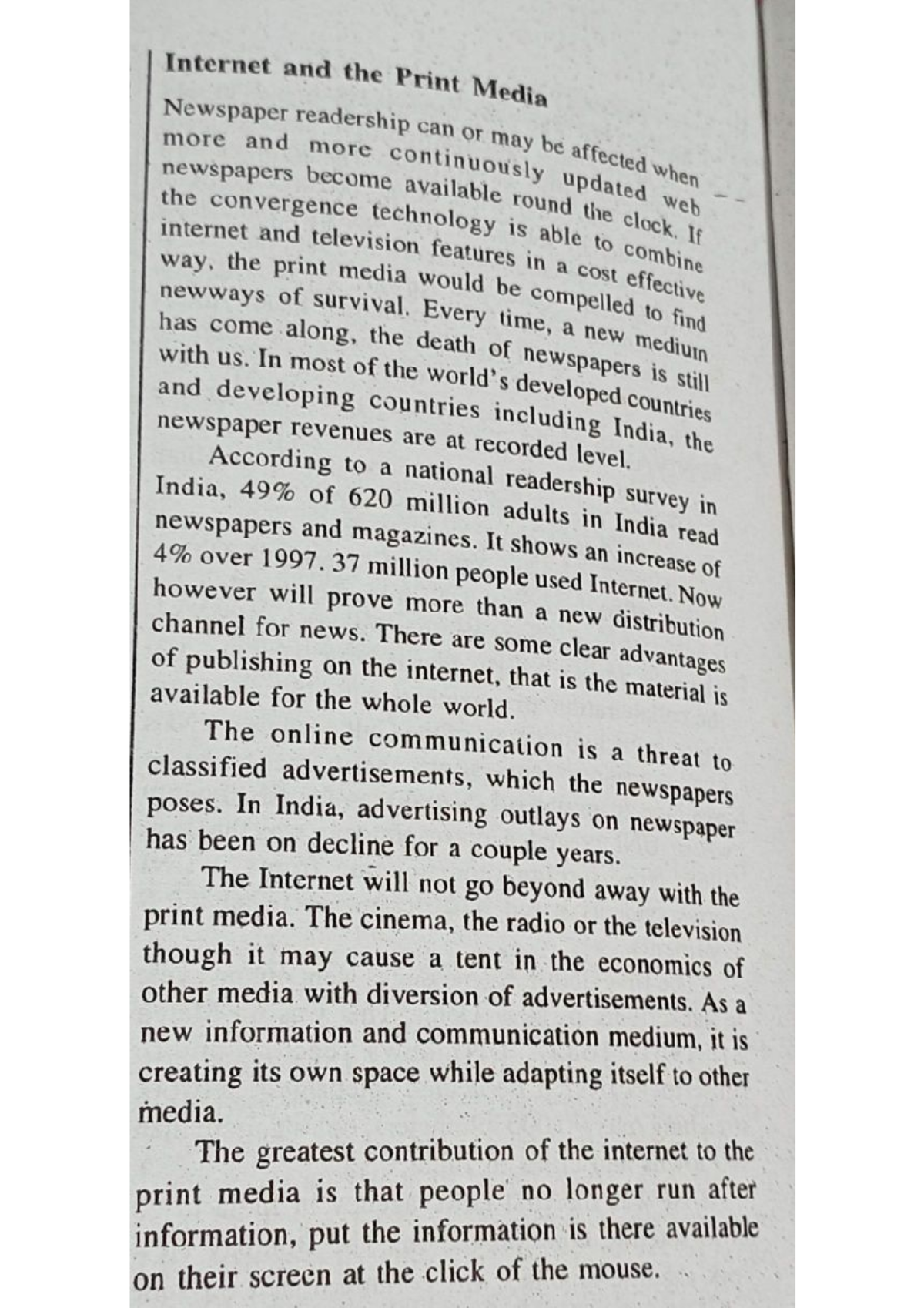 Internet and print media - Journalism - Studocu