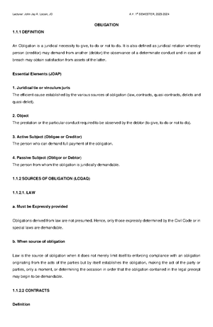 Oblicon - obligation - OBLIGATION 1.1 DEFINITION An Obligation is a ...