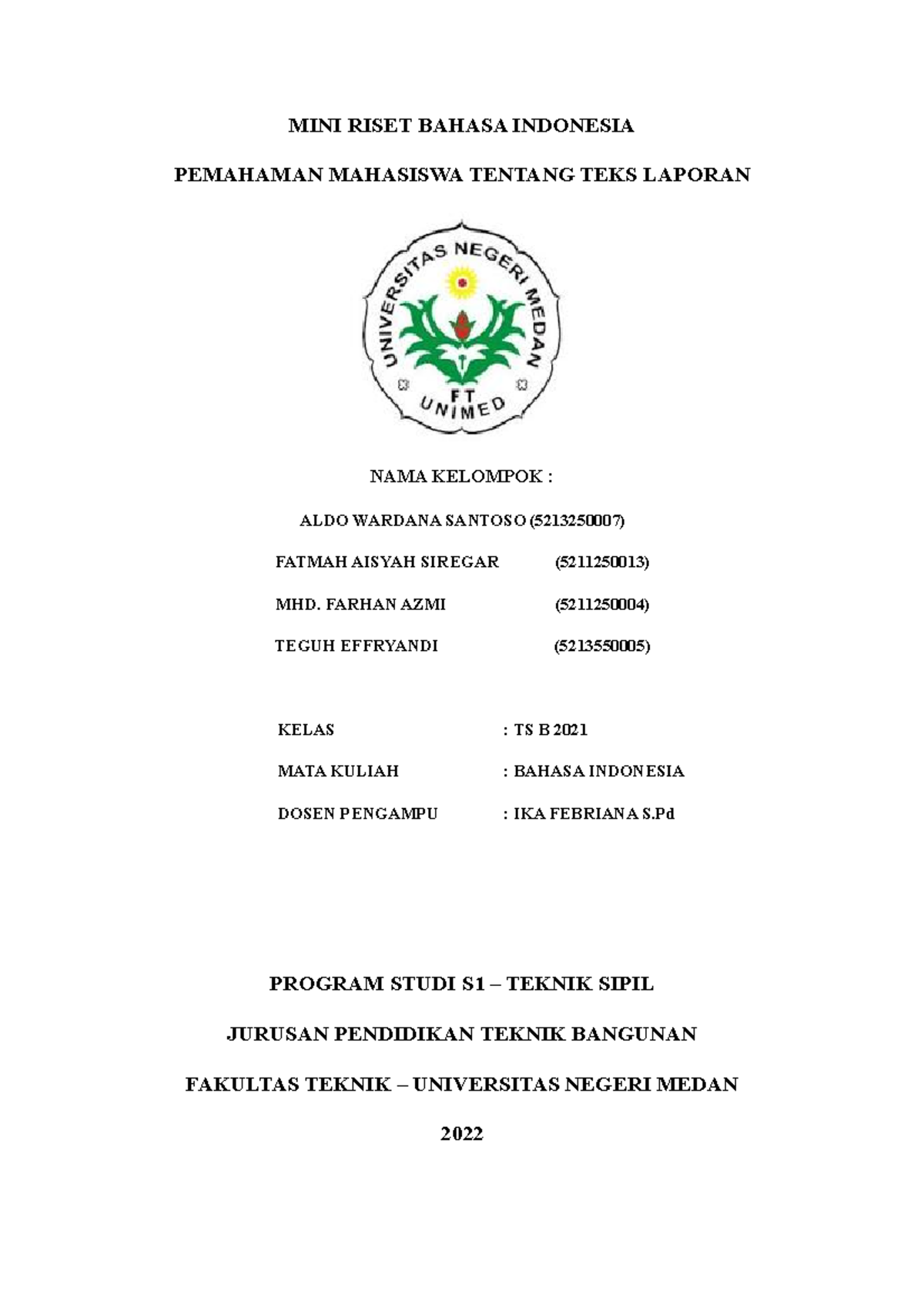 MINI Riset - tugas - MINI RISET BAHASA INDONESIA PEMAHAMAN MAHASISWA ...