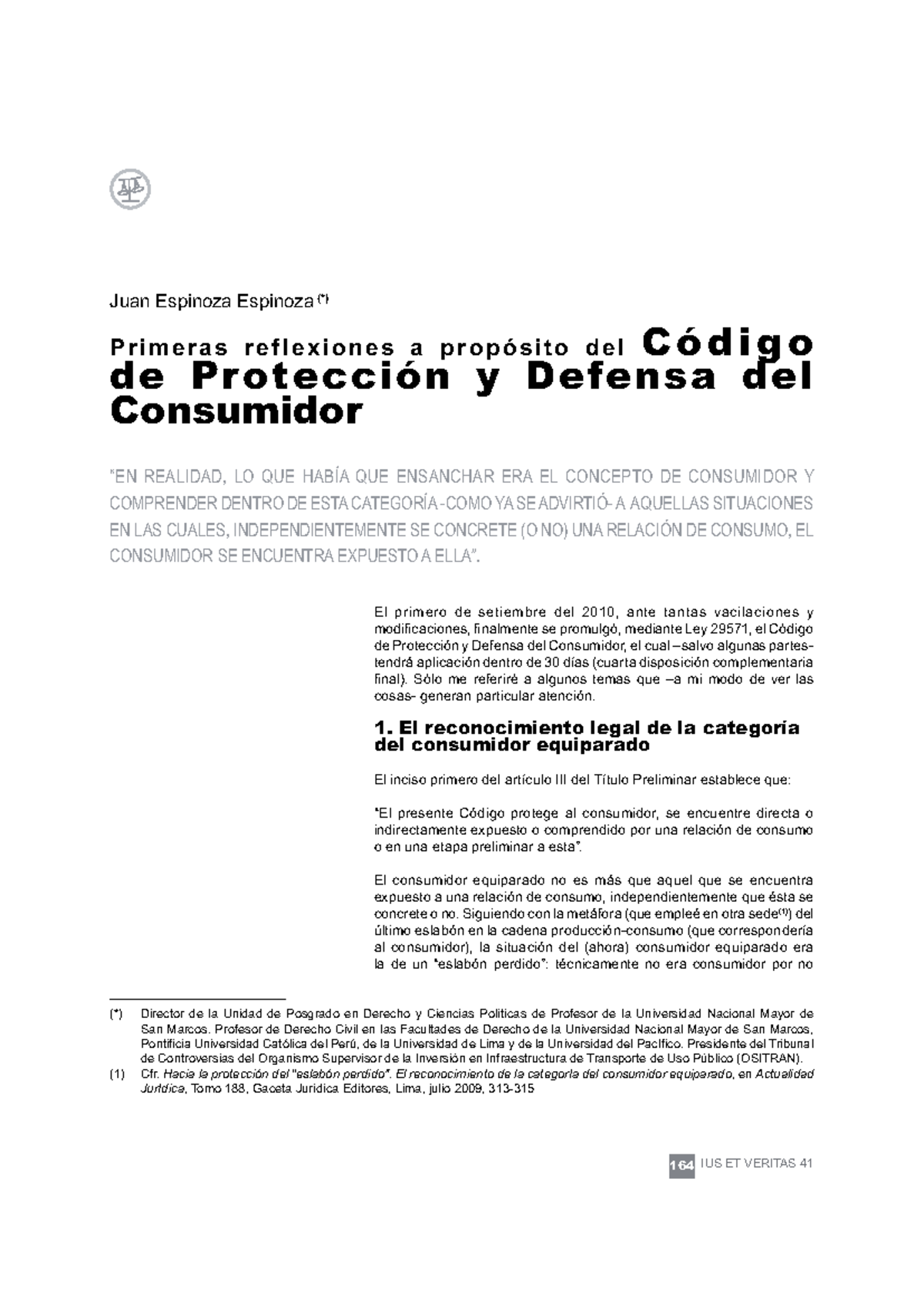 4.4. Primeras reflexiones a propósito del Código de Protección y Defensa del Consumidor Juan ...