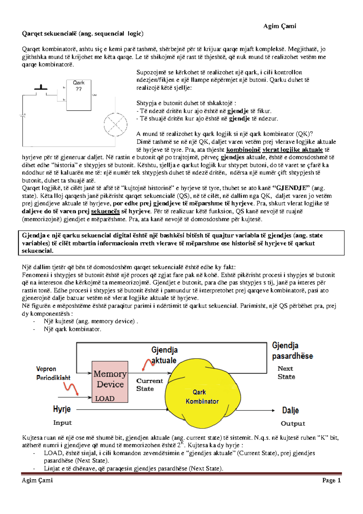 4 Leksione - Sequencial logic-studente - Agim Çami Qarqet sekuencialë ...