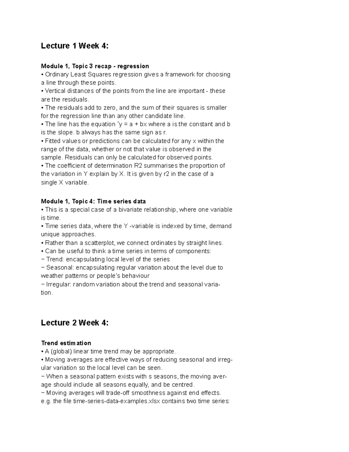 Quan102 Week 4-6 Notes - Lecture 1 Week 4: Module 1, Topic 3 recap ...