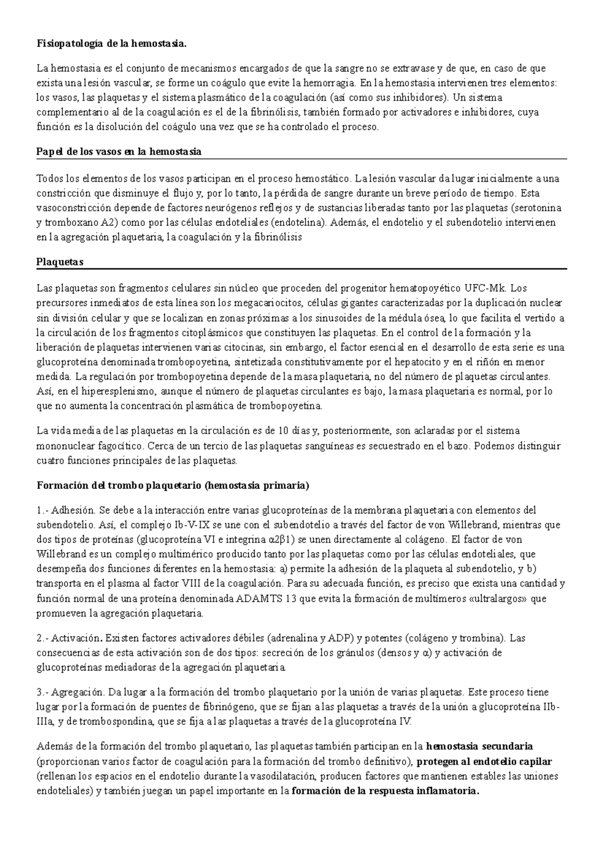 Fisiopatología de la hemostasia. Coagulación y fibrinolisis. La ...