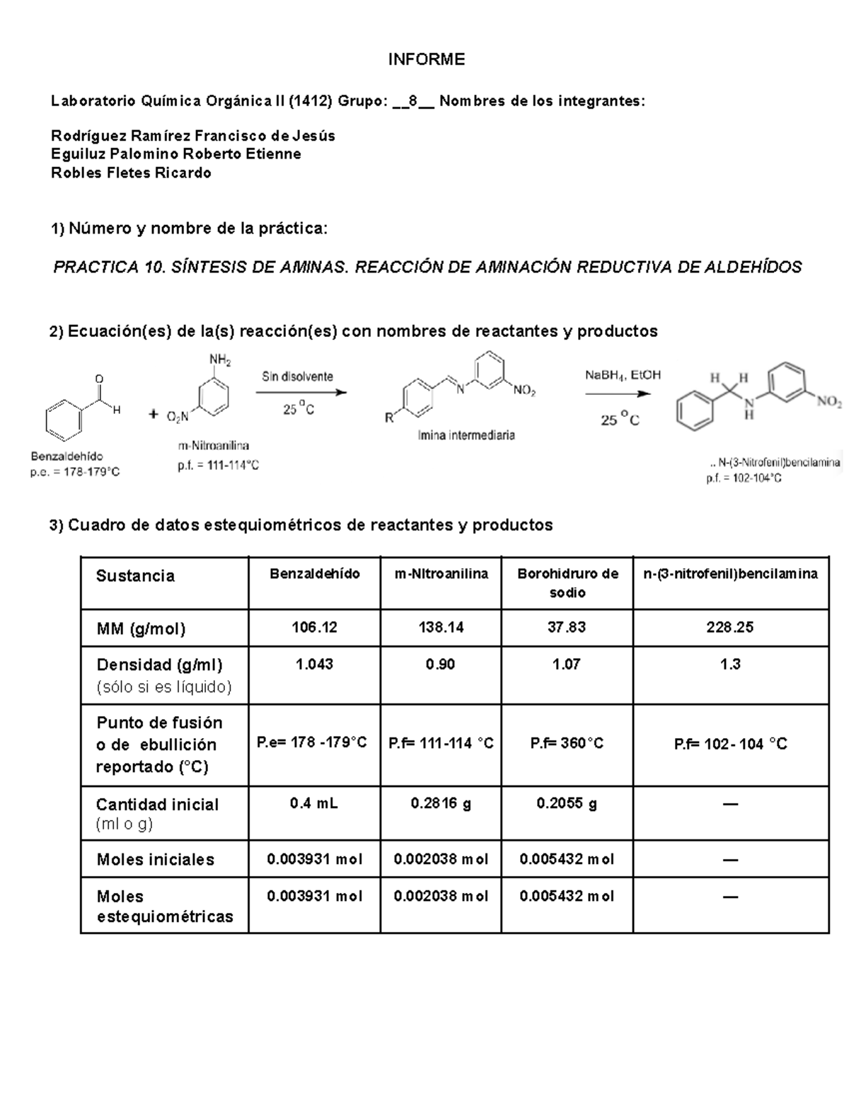 Práctica 10 SÍNTESIS DE AMINAS. REACCIÓN DE AMINACIÓN REDUCTIVA DE ...