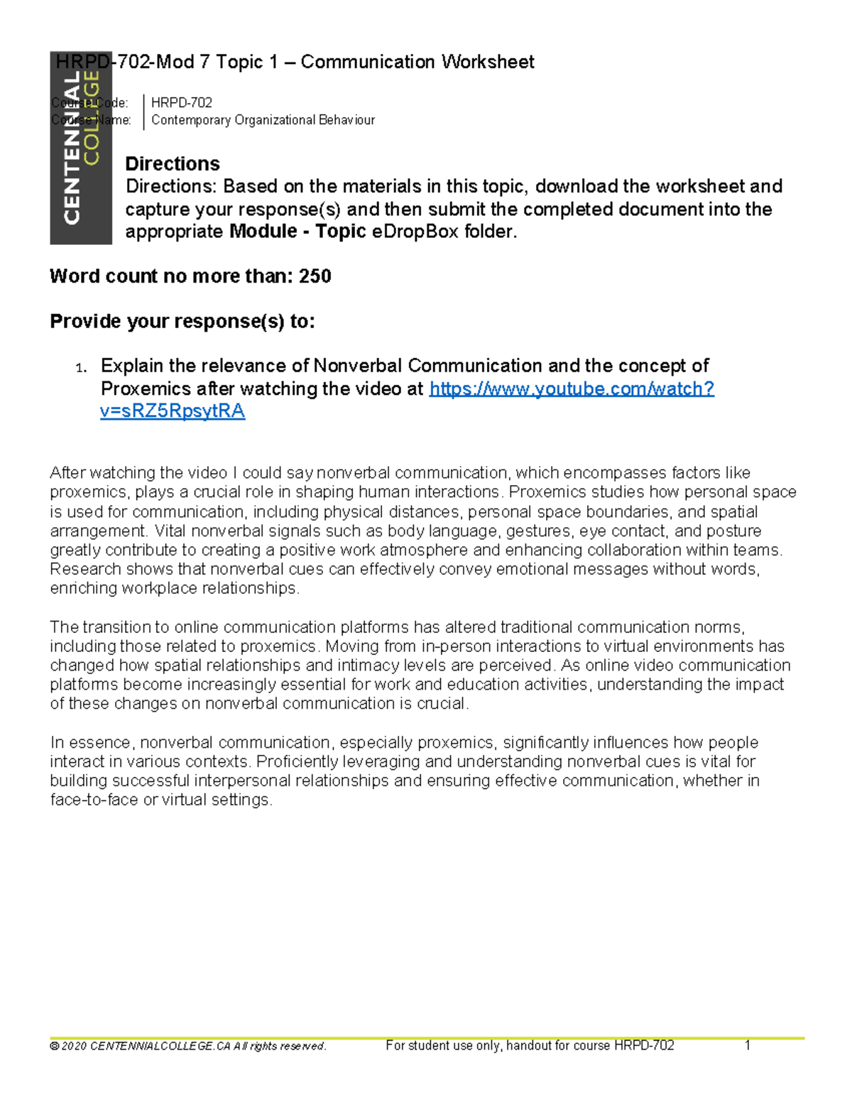 011HRPD-702-Mod 7 Topic 1 - Communication Worksheet - HRPD-702-Mod 7 ...