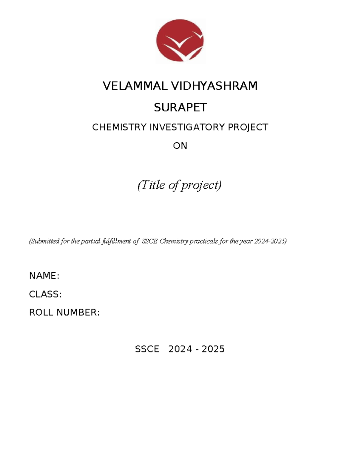 CHE FRONT PAGE FOR 12th STUDENTS - VELAMMAL VIDHYASHRAM SURAPET ...