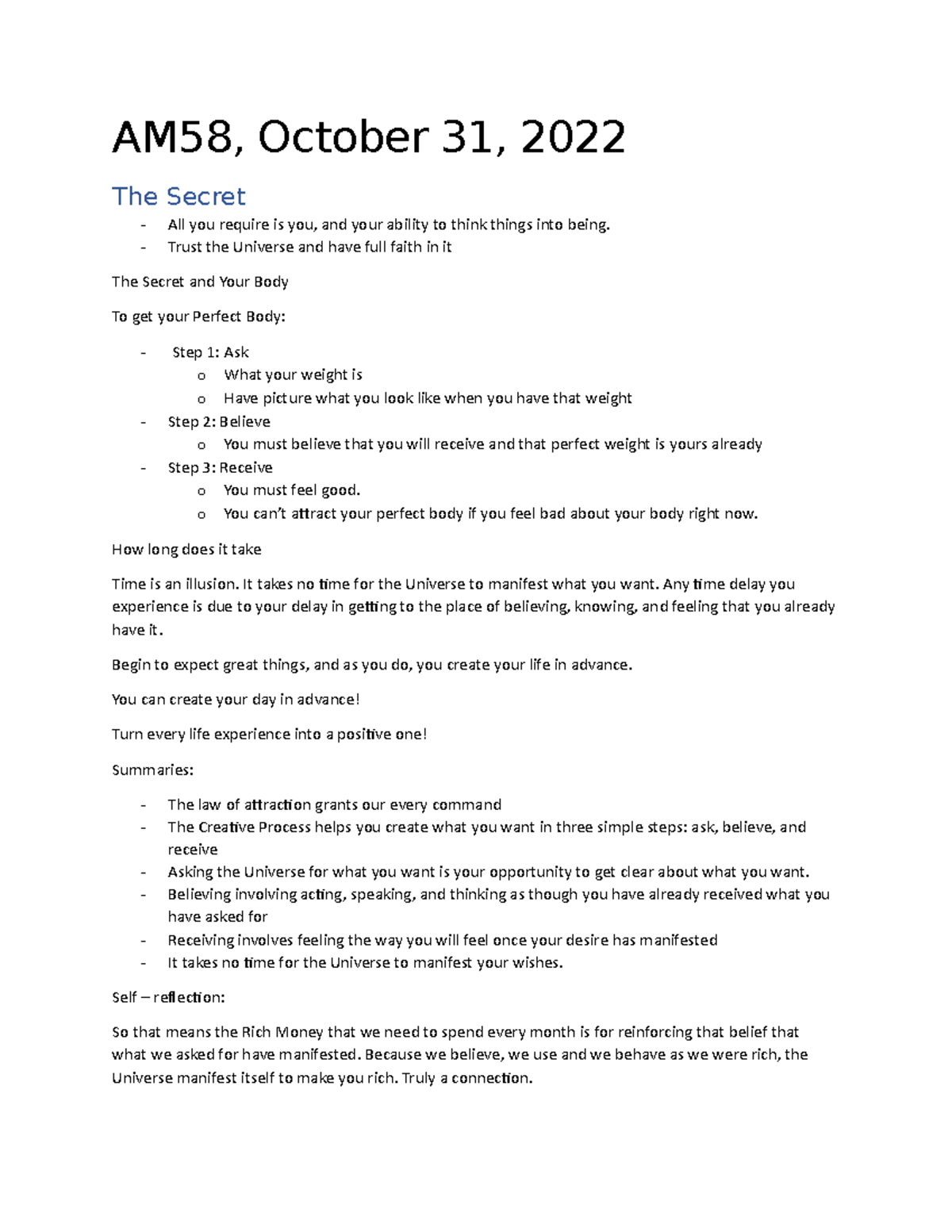 AM58 - This is my notes from WPC101 - AM58, October 31, 2022 The Secret ...