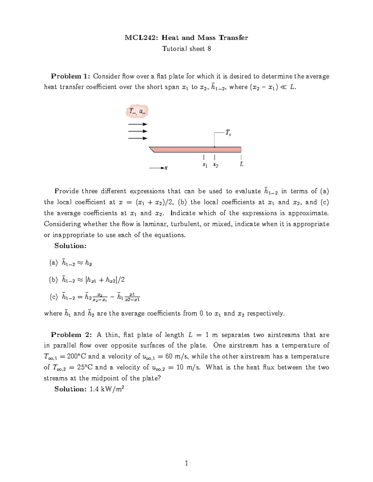 TUTORIAL_SHEET-8 - Heat and mass transfer - Studocu