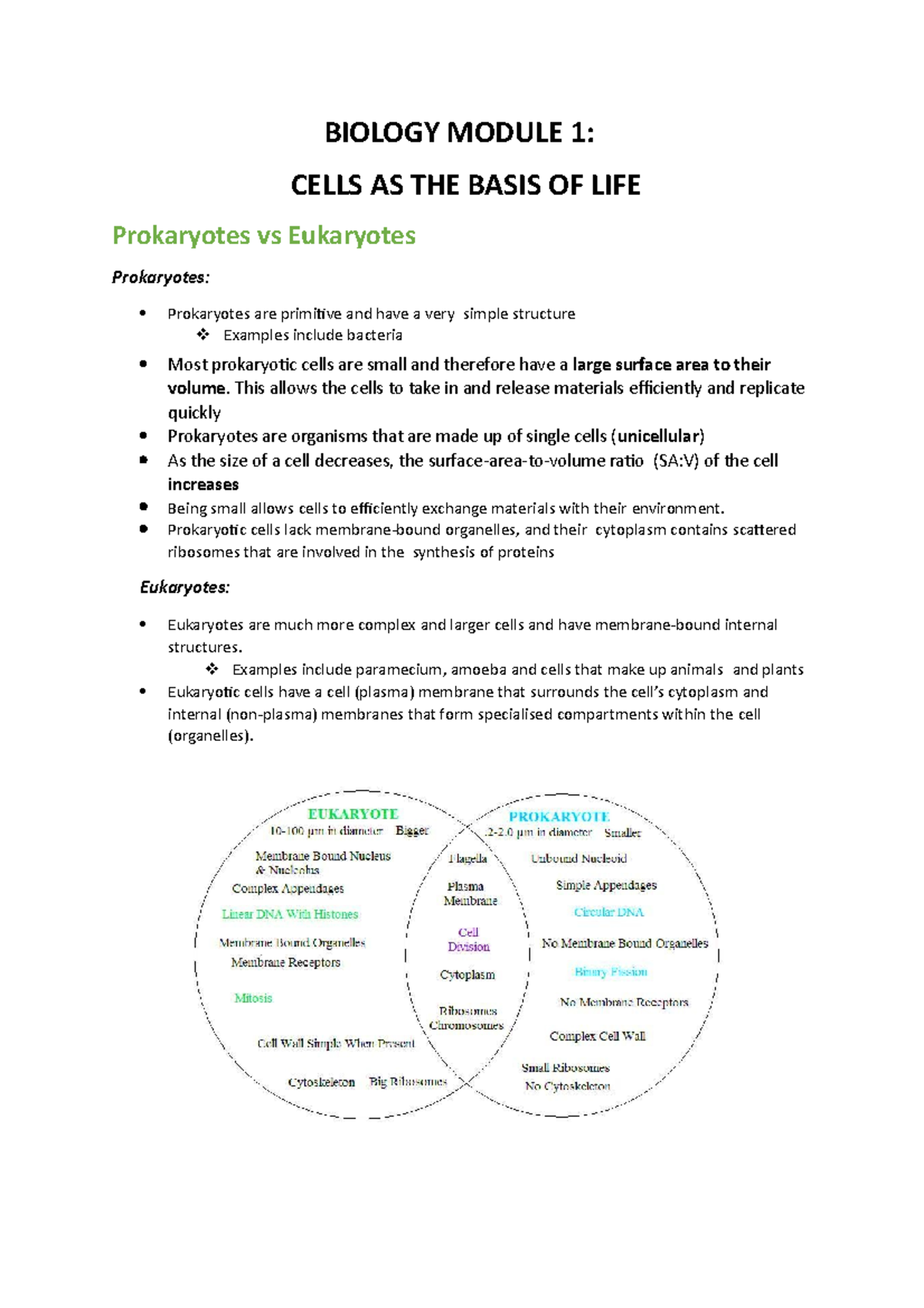 Biology Module 1-4 - yay - BIOLOGY MODULE 1: CELLS AS THE BASIS OF LIFE ...