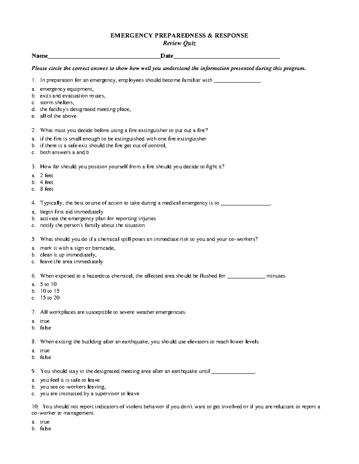1403- Emergency Preparedness - EMERGENCY PREPAREDNESS & RESPONSE Review ...