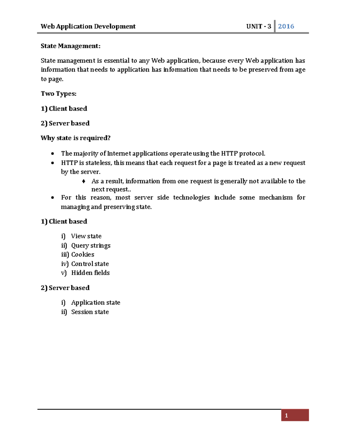 WAD-Unit - 3 State Management - State Management: State management is ...