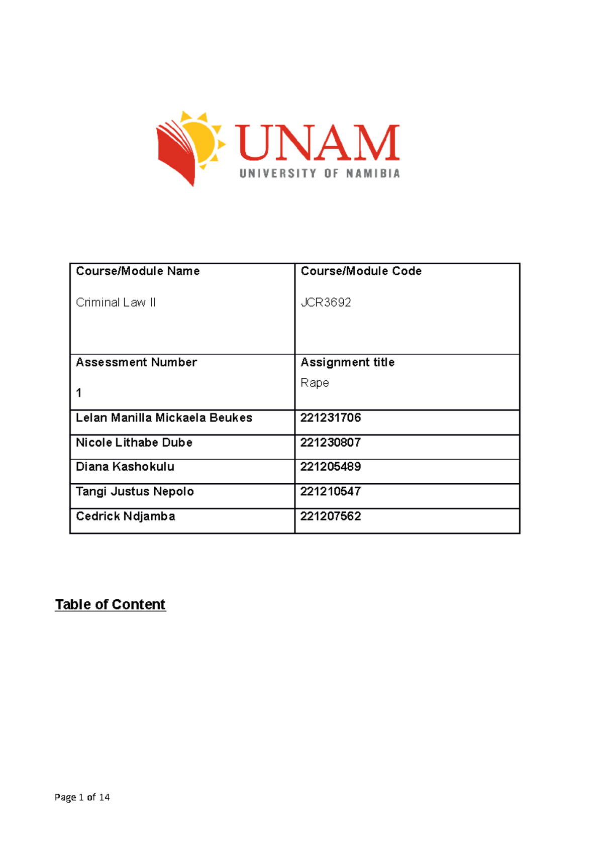 Criminal law 2 presentation write up Fiiinalll Draft - Course/Module ...