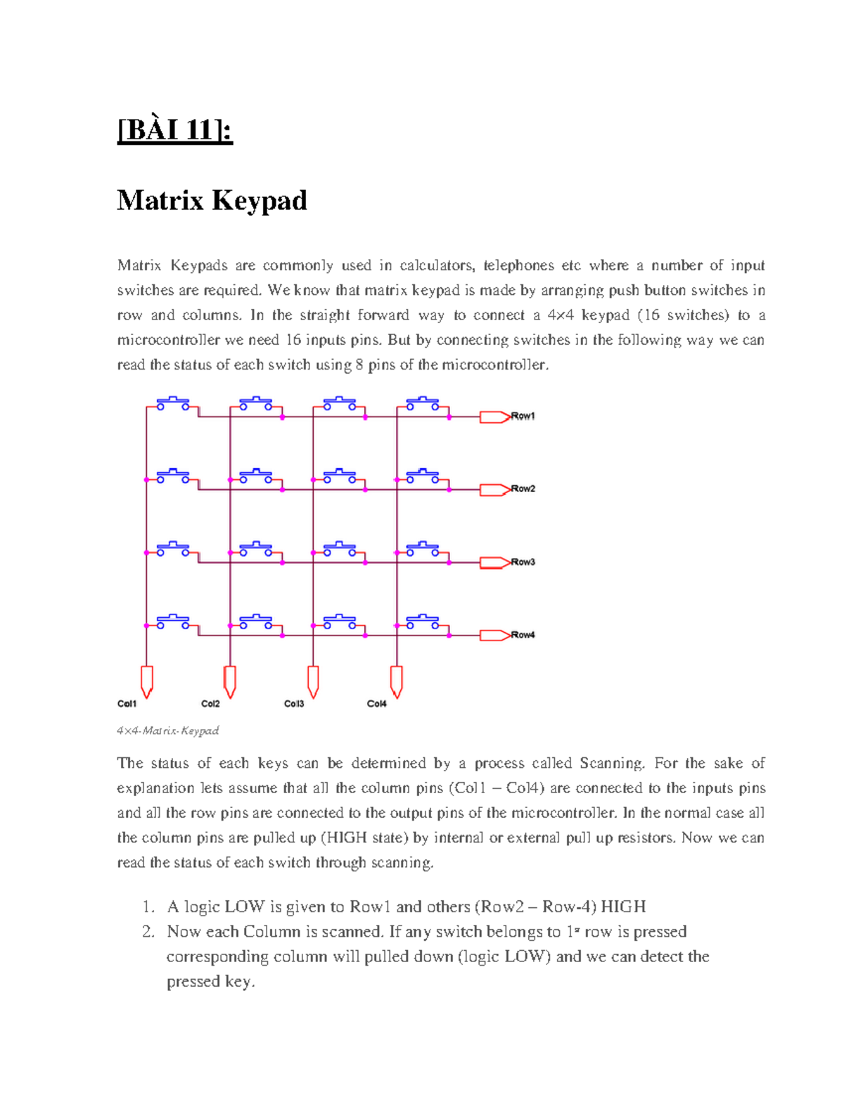 Lab11 Keypad - Tài liệu + BT vi điều khiển - [BÀI 11 ]: Matrix Keypad ...