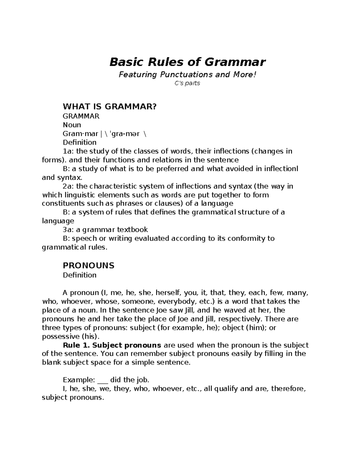Basic Rules OF Grammar - Basic Rules of Grammar Featuring Punctuations ...