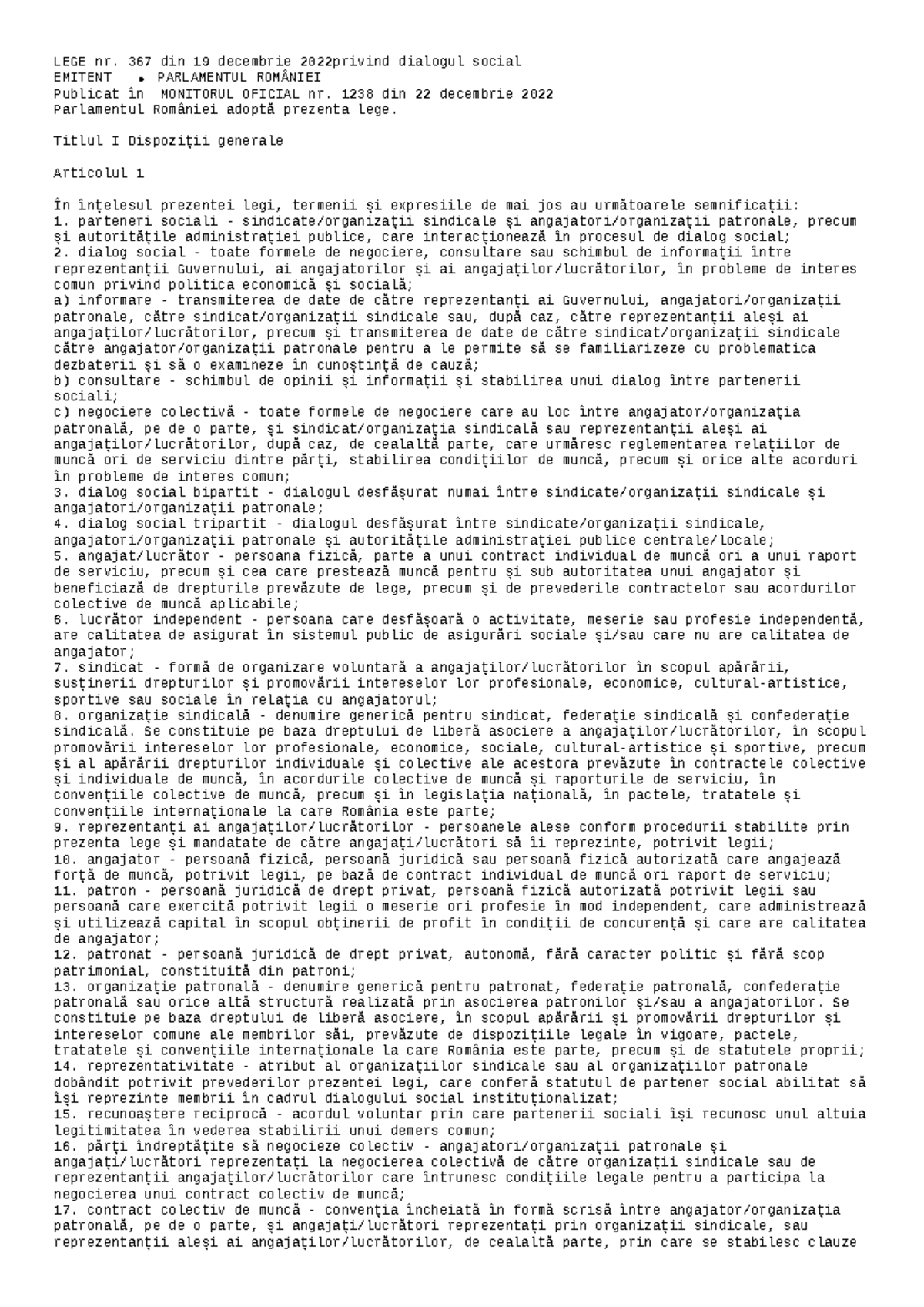 LEGE 367 19 12 2022 - resurse umane - LEGE nr. 367 din 19 decembrie ...