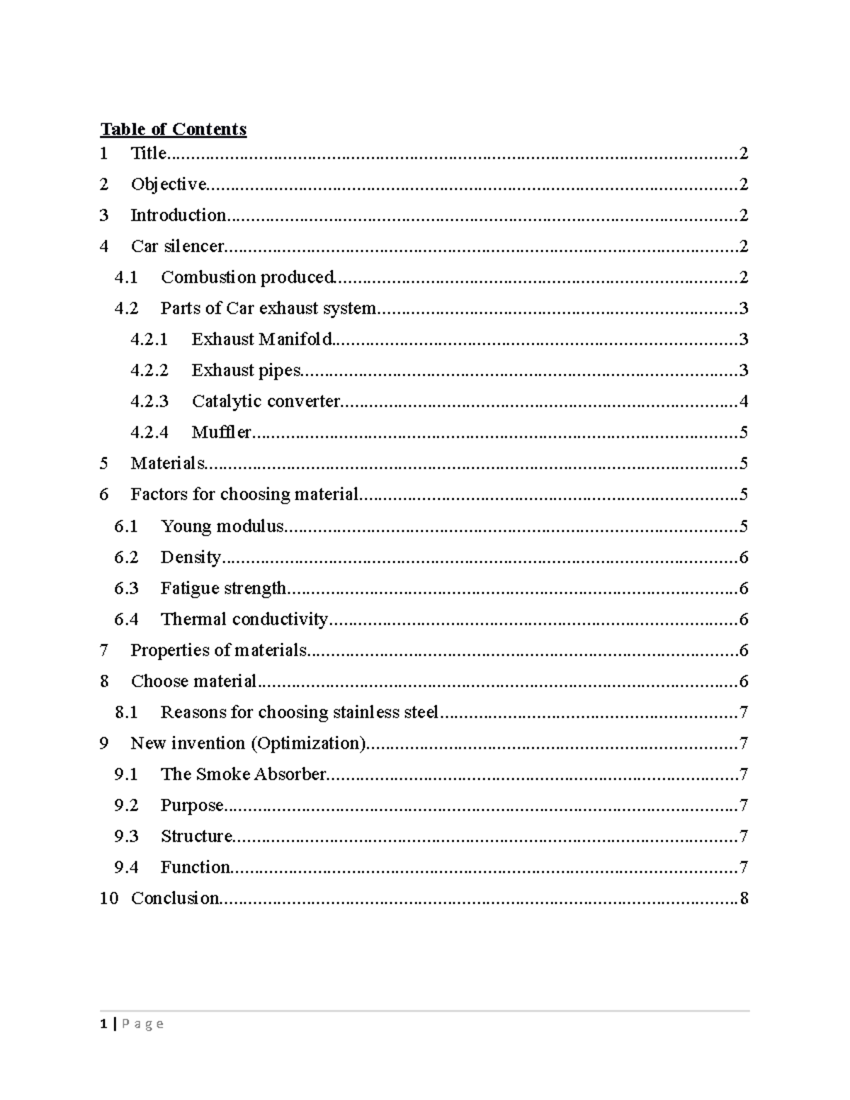 Report of mechanics of materials - Table of Contents 1 - Studocu