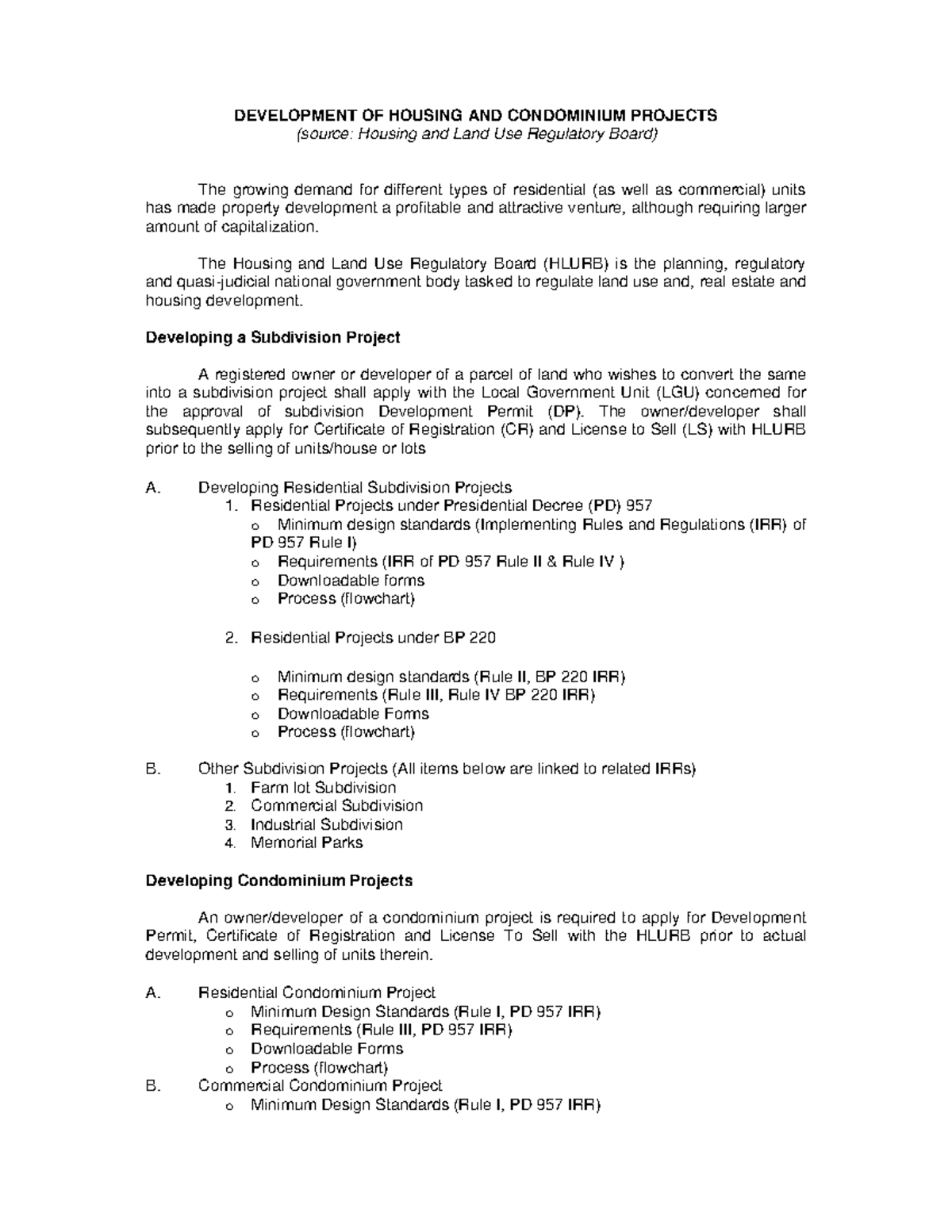 Development of housing and condominiumsDevelopment of housing and ...