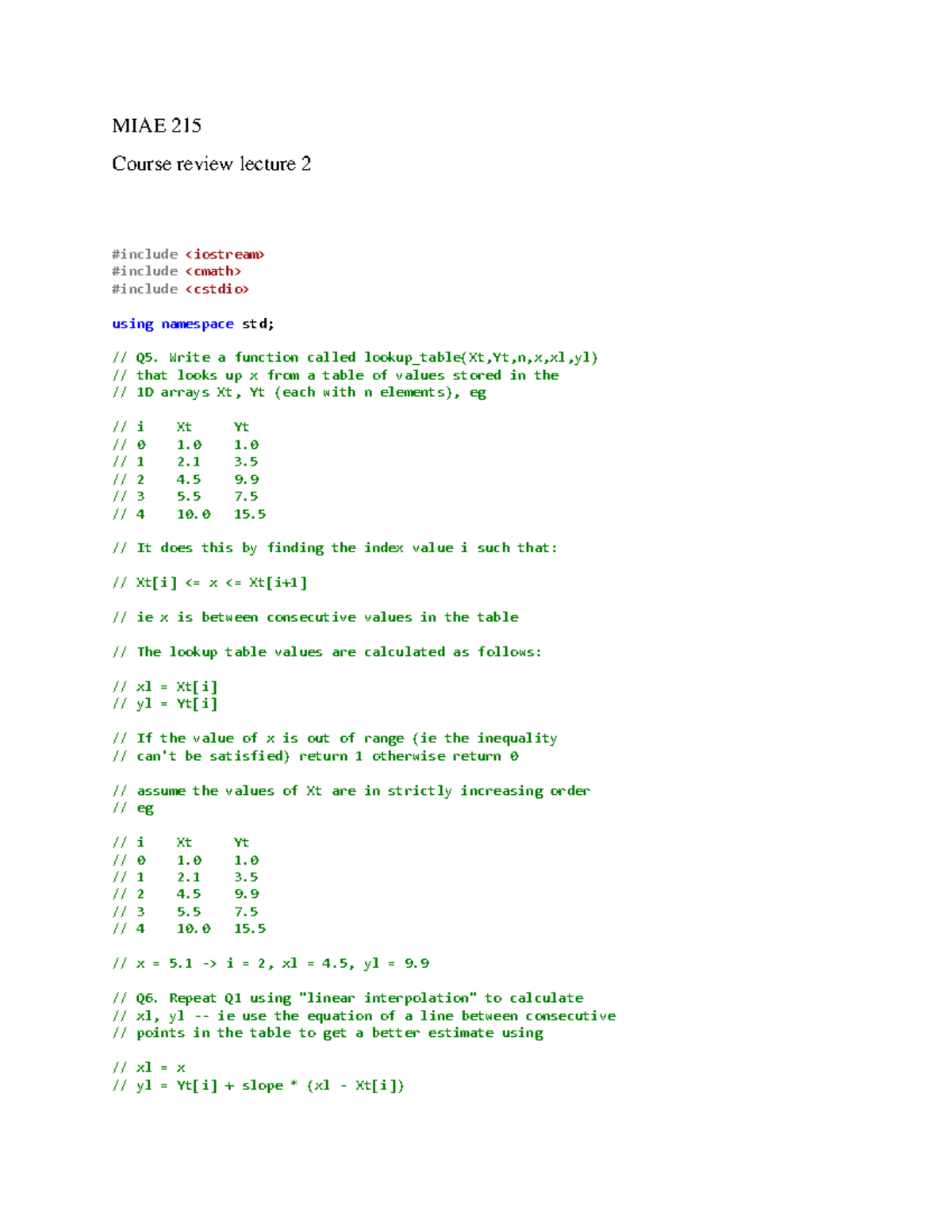 Reviewpart 2 Continue 215 Miae 215 Course Review Lecture 2 Include Include Include Using