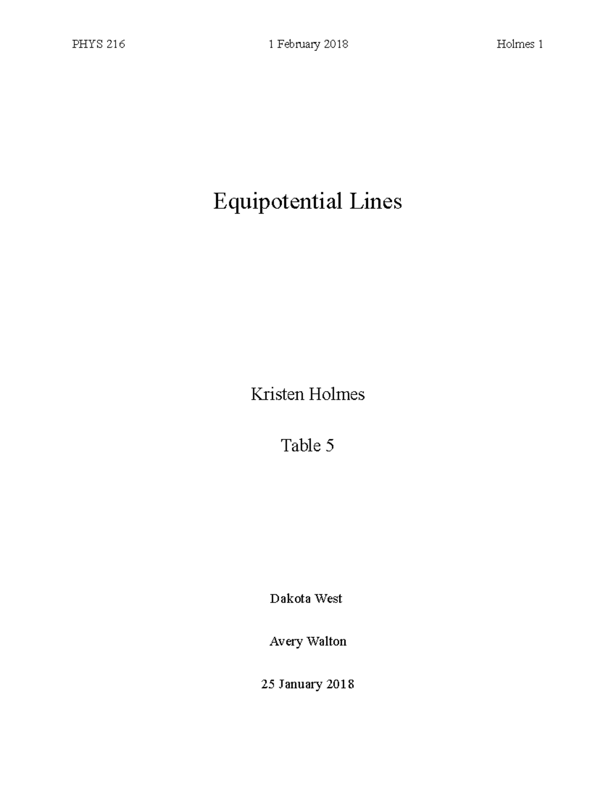 Lab Summary 1 - Lab report covering the "Equipotential Lines" lab ...