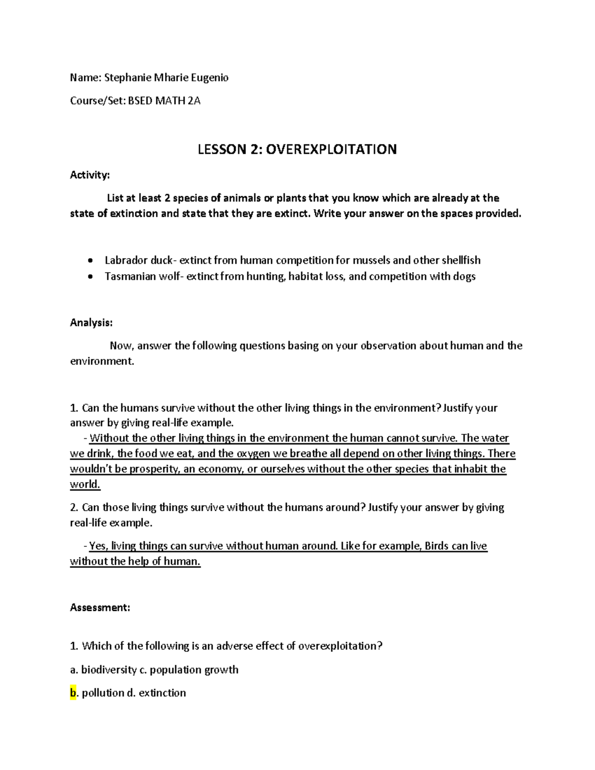 Module 2 Lesson 2 - Name: Stephanie Mharie Eugenio Course/Set: BSED MATH 2A LESSON 2: - Studocu