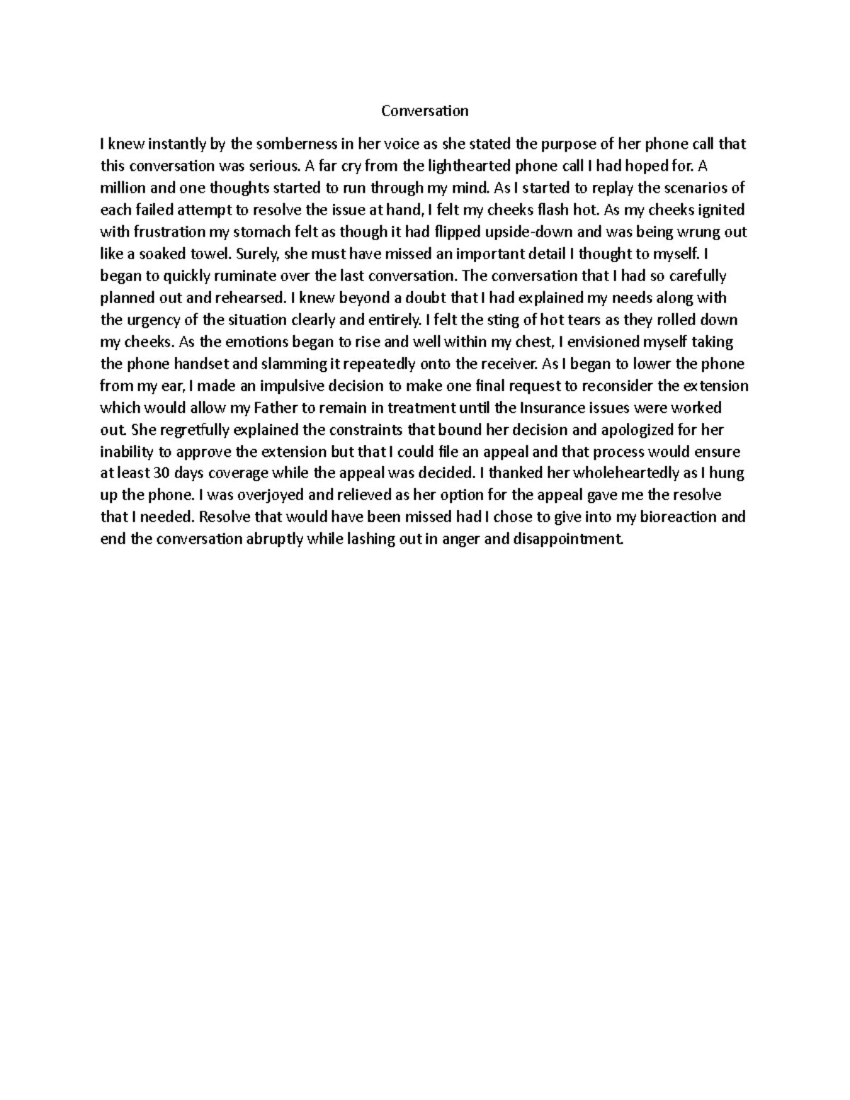 Conversation piece summary. Task2. C820 STU DOC. - Conversation I knew ...