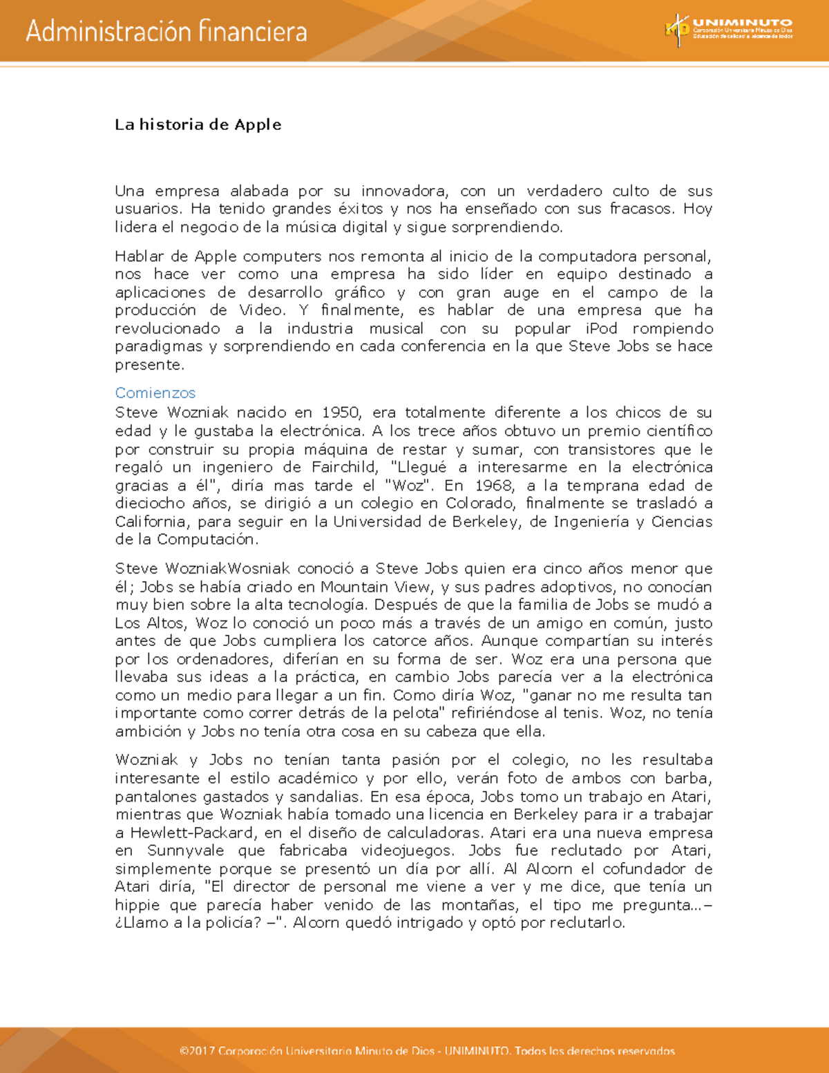 Uni1 act4 la his de app - Trabajo - La historia de Apple Una empresa ...