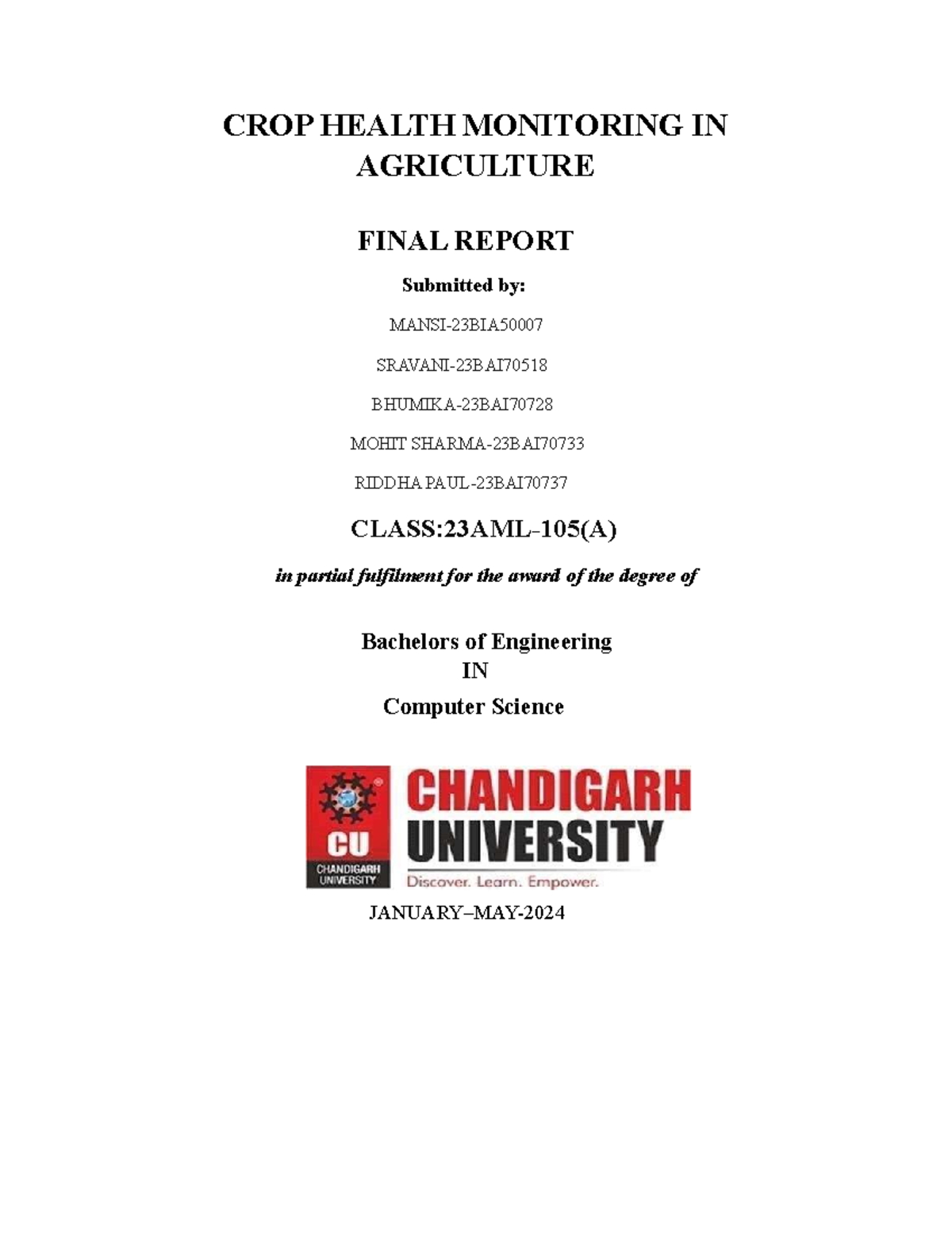 CROP Health Monitoring IN Agriculture - CROP HEALTH MONITORING IN ...