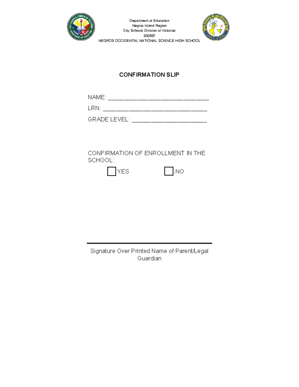 Confirmation-SLIP-FORM - The world of Science - Department of Education ...