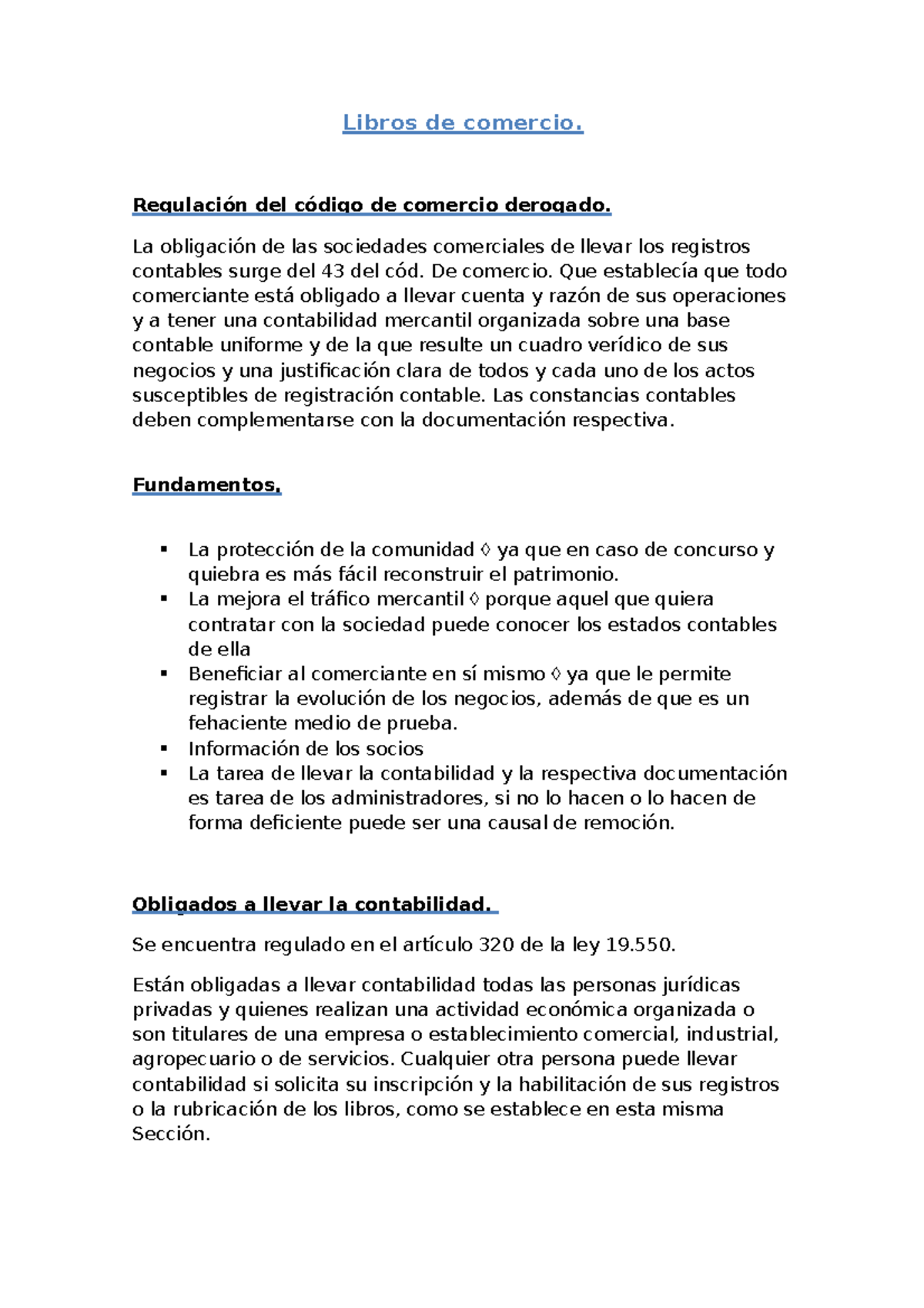 6.Libros de comercio - Primer Parcial. - Libros de comercio. Regulación ...