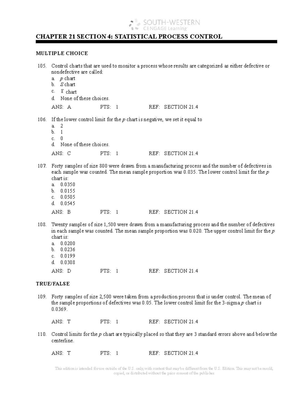 MGMT1050 - Test Bank Chapter 21 Section 4 - 2020 - CHAPTER 21 SECTION 4 ...
