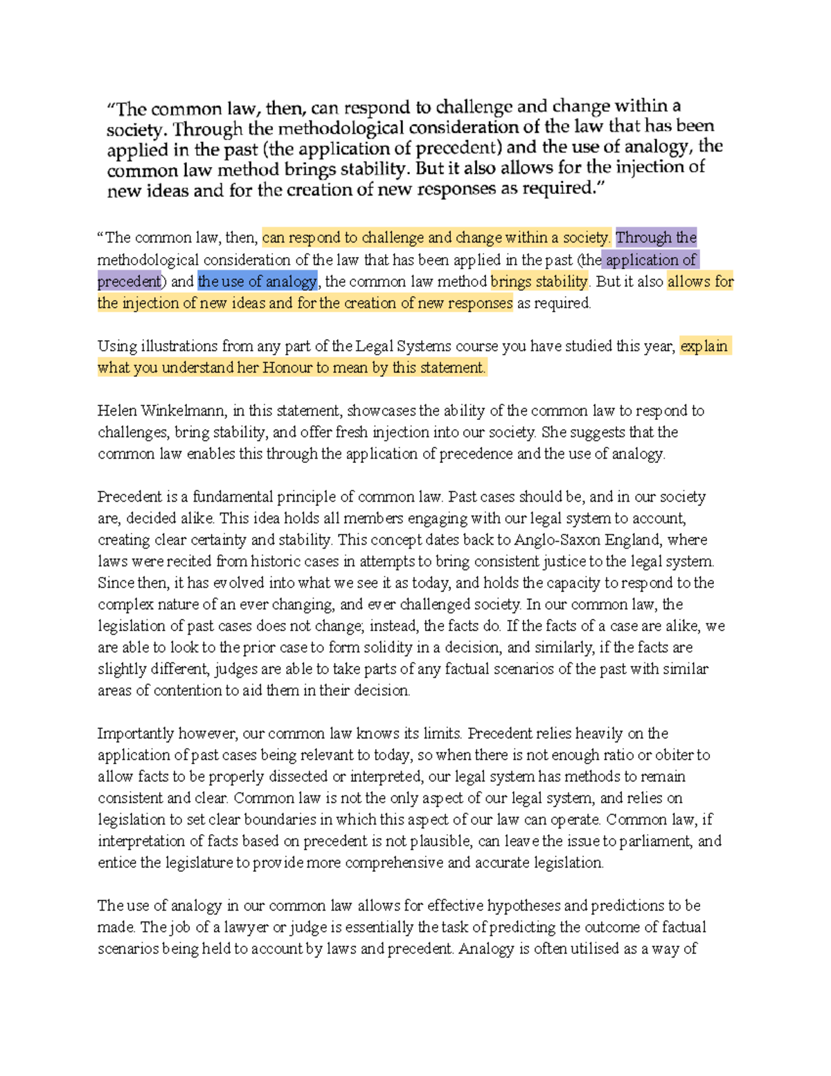 Practice Answer for Law and Community on the theories of Chief Justice ...