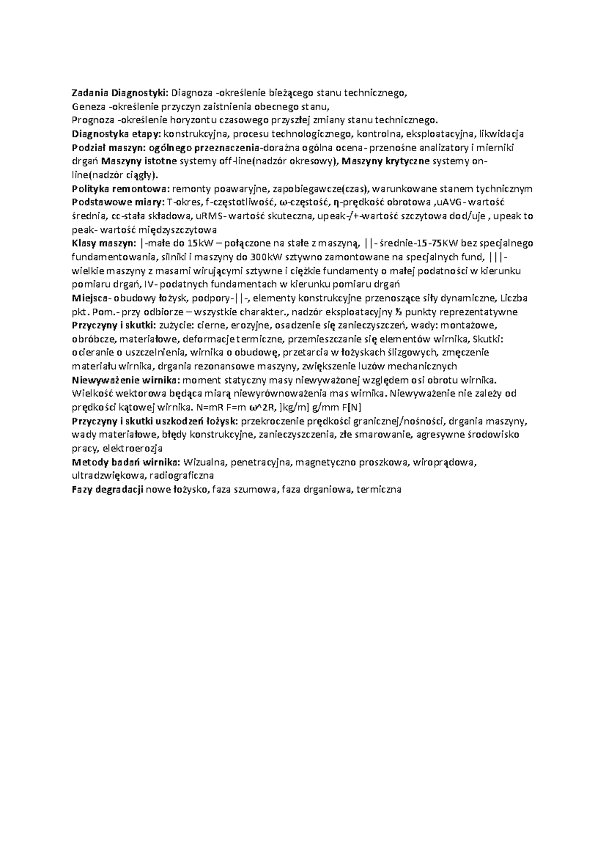 ściaa PDM - Zadania Diagnostyki: Diagnoza -określenie bieżącego stanu ...