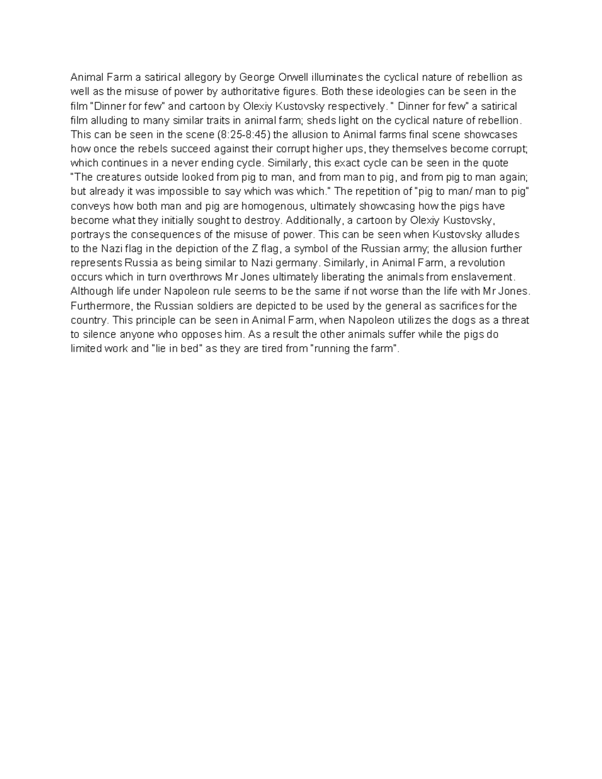 300 word Animal Farm - Animal Farm a satirical allegory by George ...