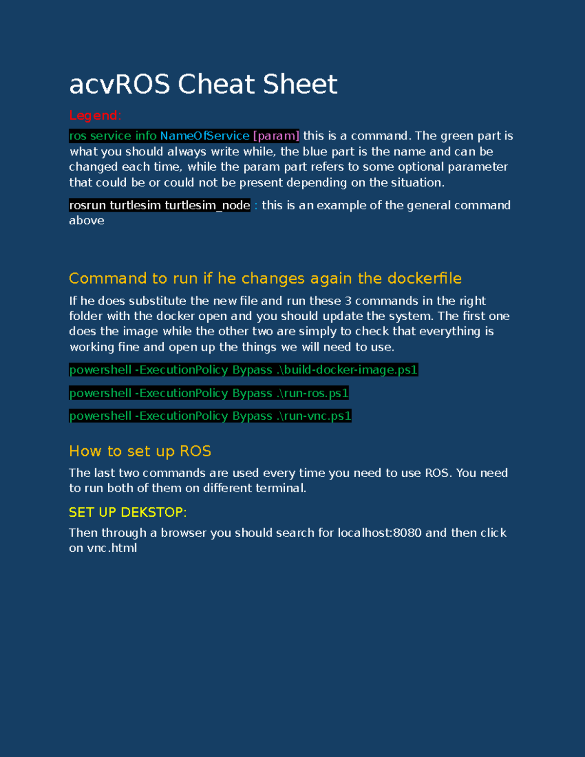 Cheat sheet ros - Found the slide incomplete in my AY. Added this word ...