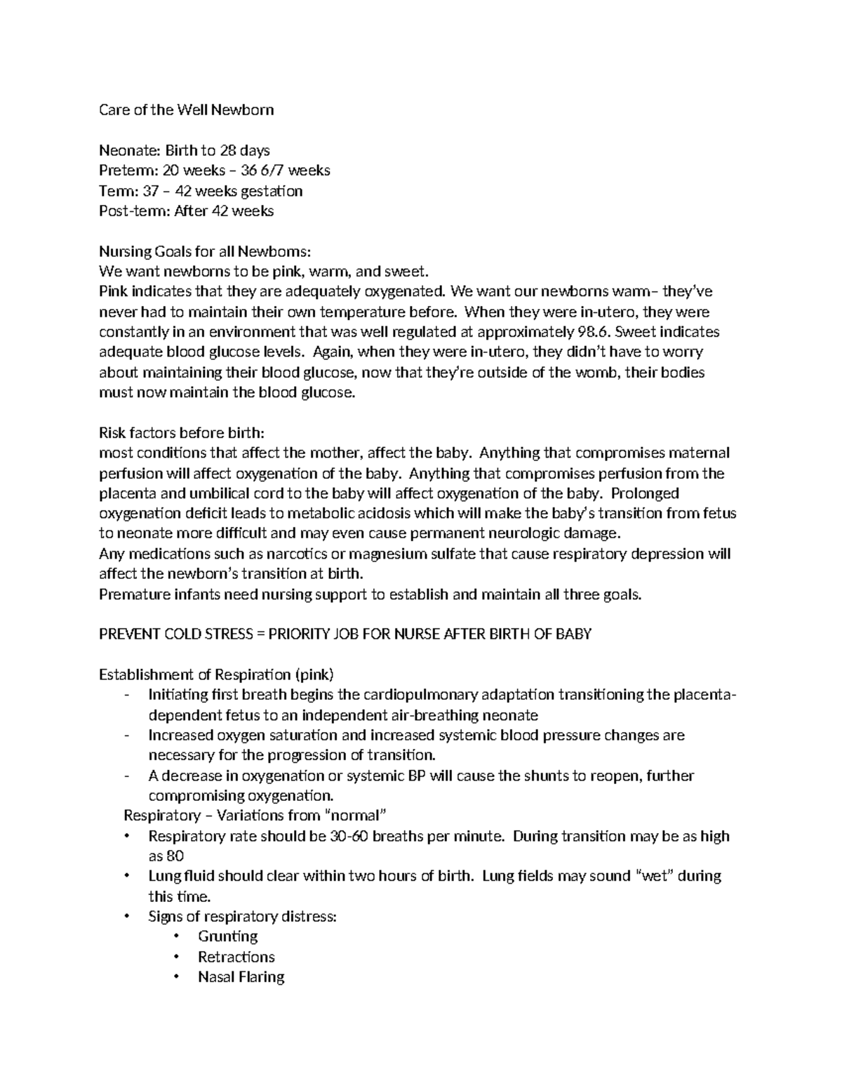 Care of Healthy Newborn - Care of the Well Newborn Neonate: Birth to 28 ...