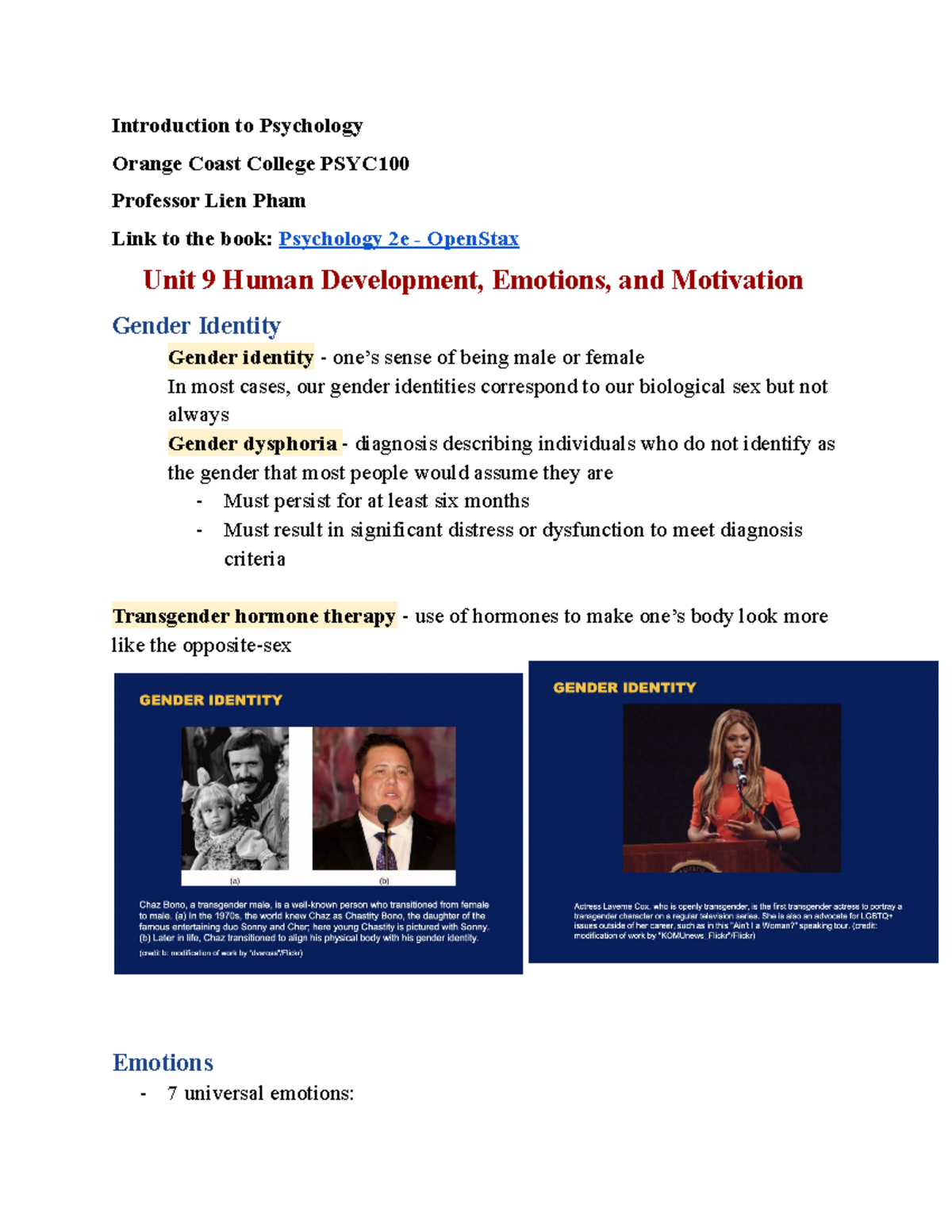 Unit 9 Human Development, Emotions, and Motivation - Introduction to ...