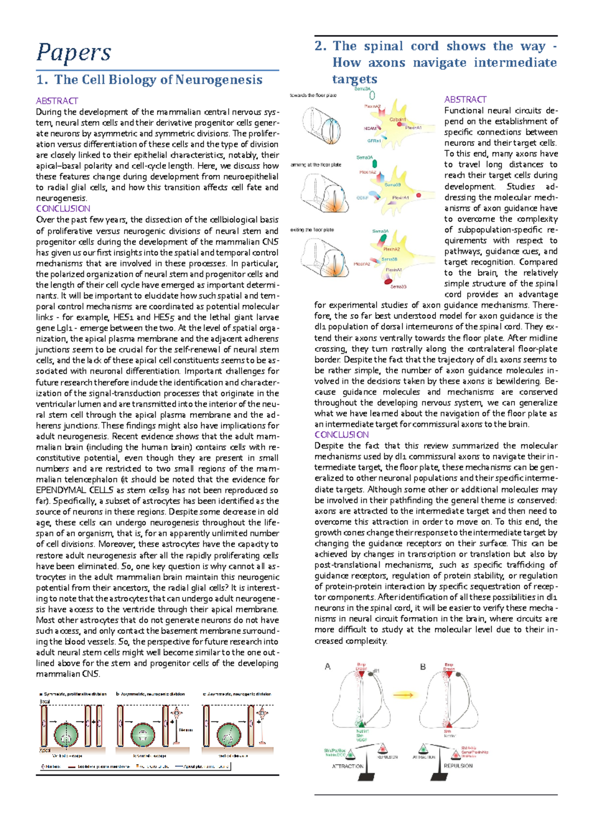 Summary of Papers from the lecture - Papers 1. The Cell Biology of ...