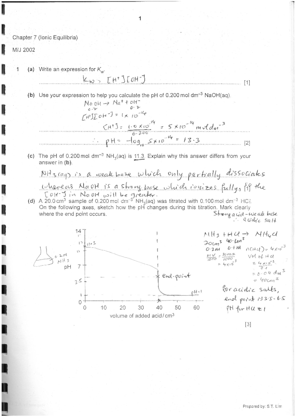 Ionic equilibria End of Chapter Exercises - Chemistry - Studocu