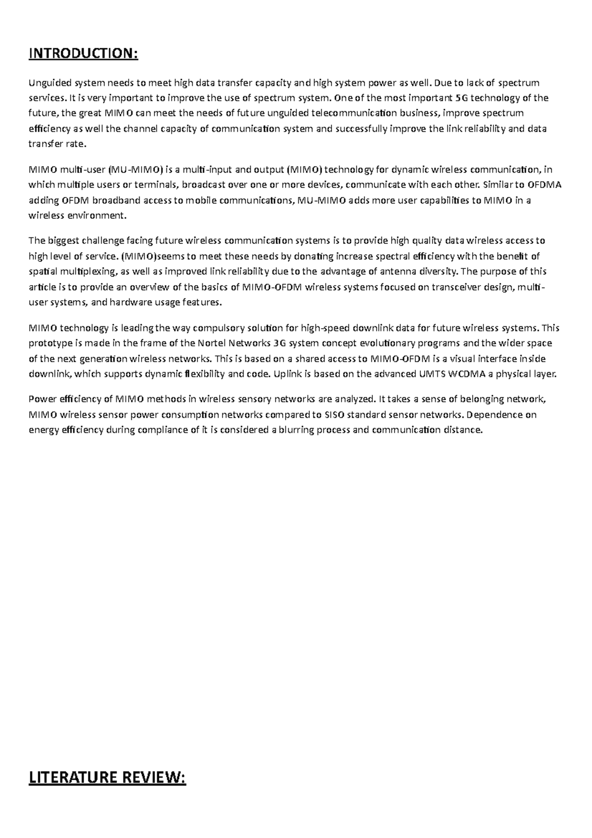 Wireless article on MIMO technology latest - INTRODUCTION: Unguided ...