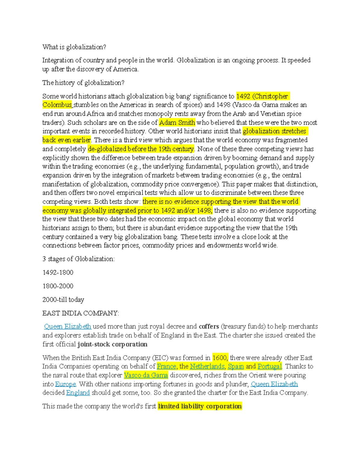 Globalization Notes - What is globalization? Integration of country and ...