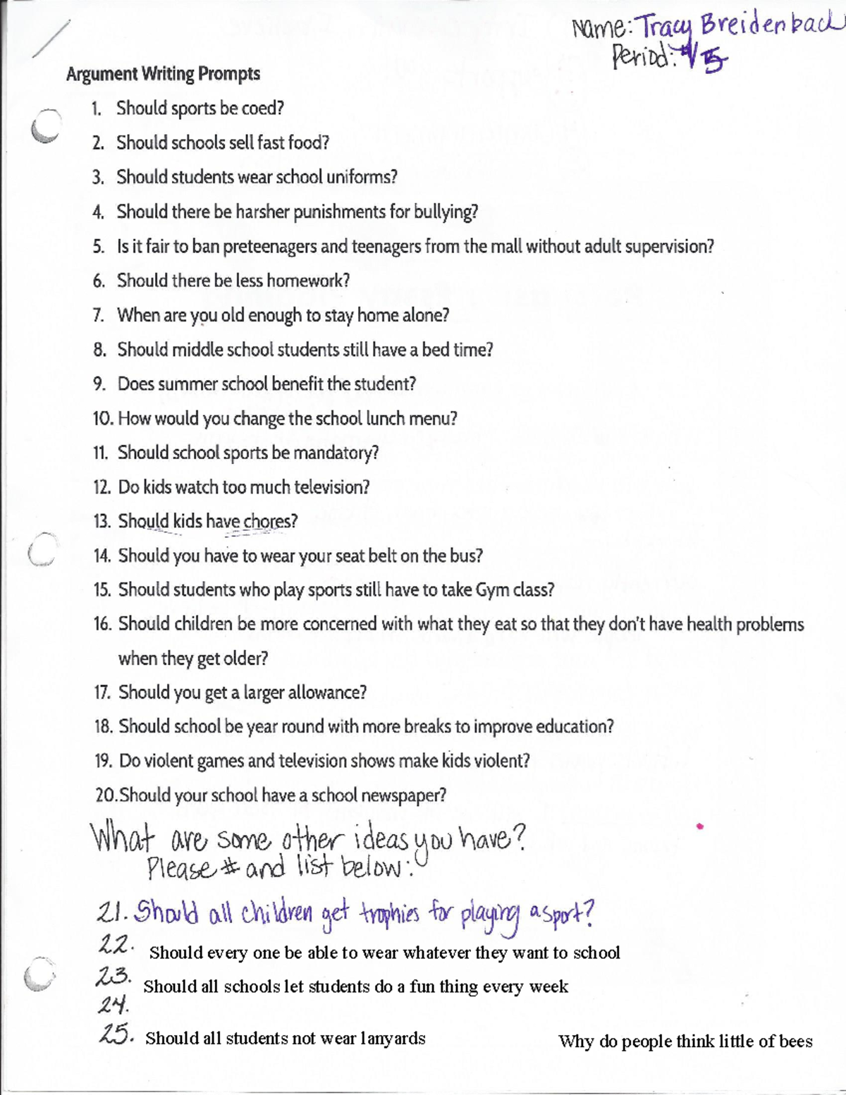 Argument Writing Prompts - Studocu