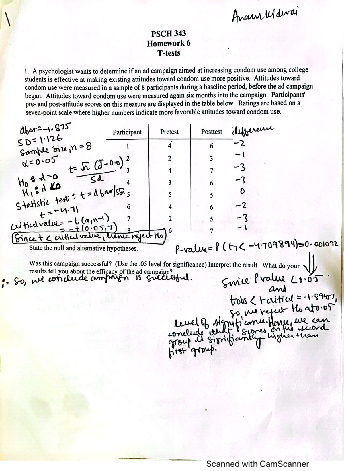 Anam hw 6 - Implicit association test- Psch 366 Extra credit - BIOS 350 ...
