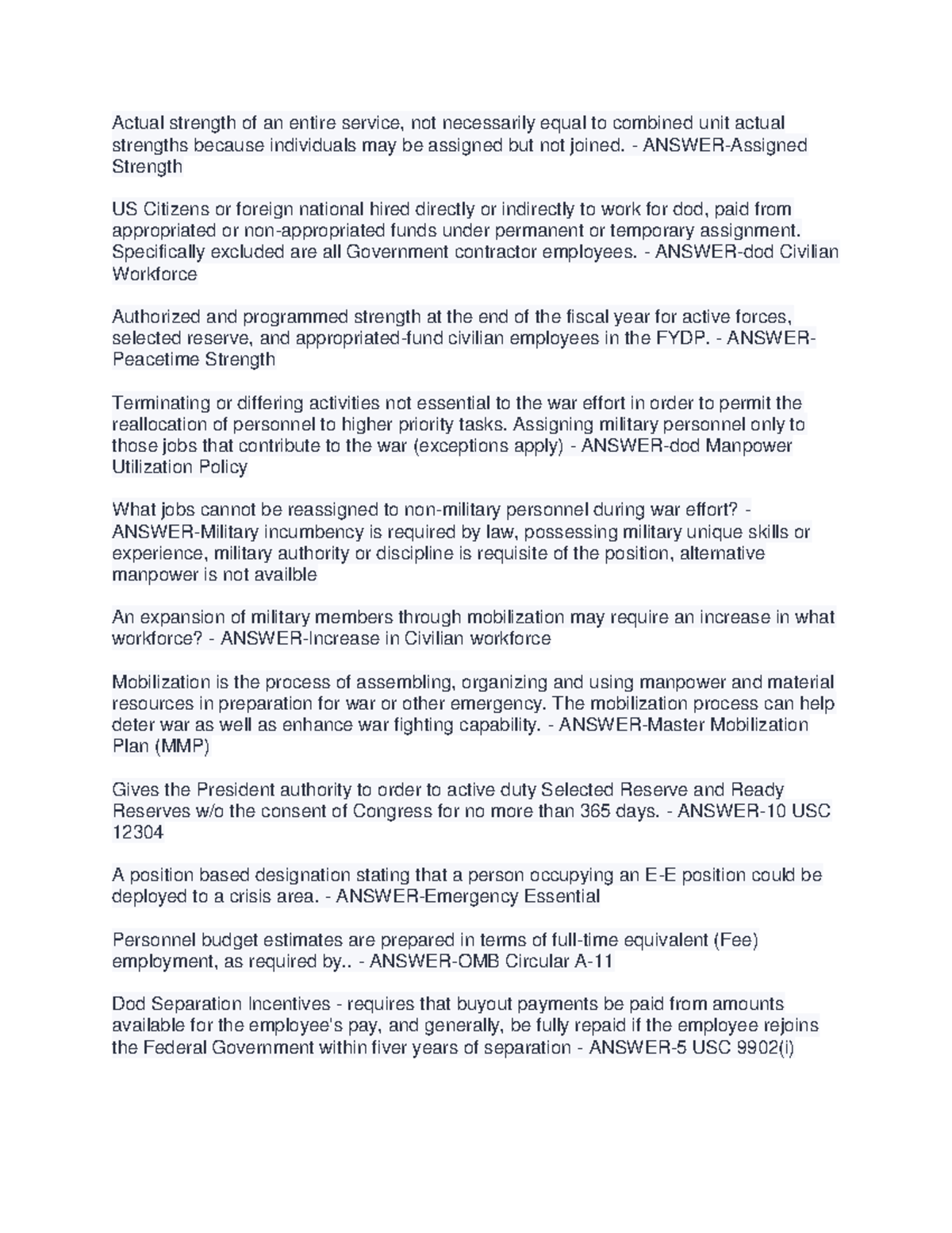 CDFM Module 1 Exam Update 2024-8 - Actual strength of an entire service ...