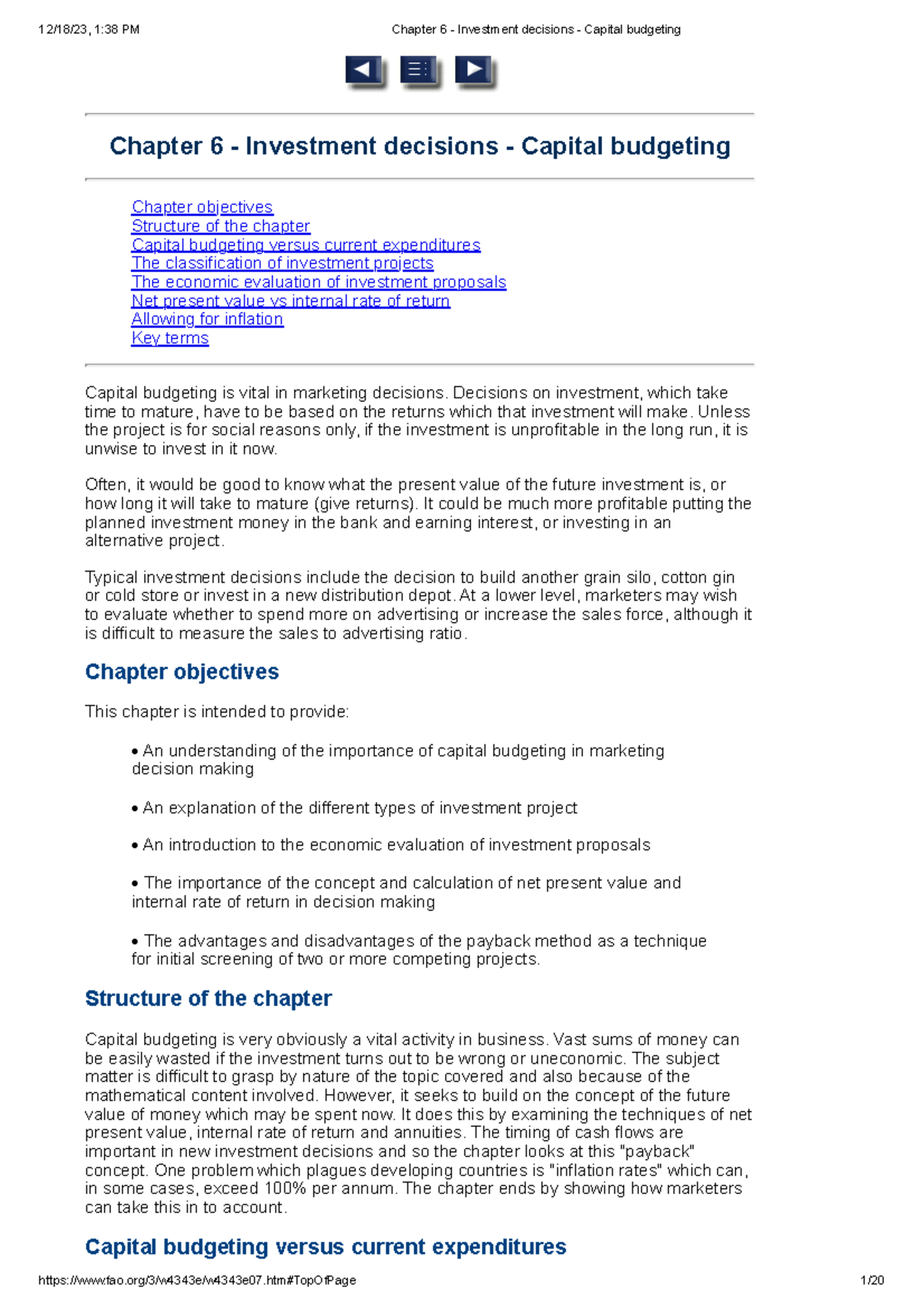 Chapter 6 - Investment decisions - Capital budgeting - Chapter 6 - Investment decisions ...
