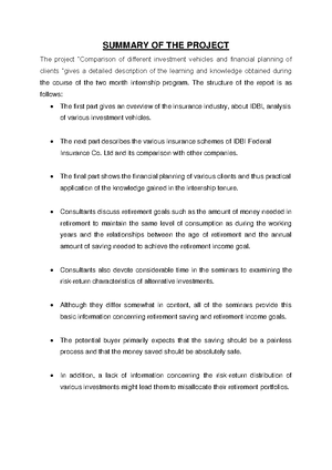 Part -1 - summer internship - Summer Project Report ON “Comparison of ...