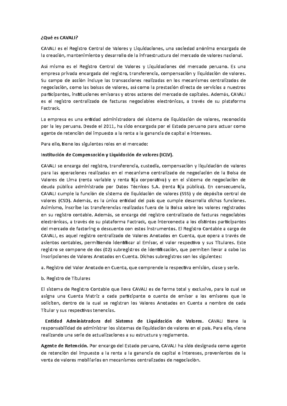 Qué es Cavali - ¿Qué es CAVALI? CAVALI es el Registro Central de ...