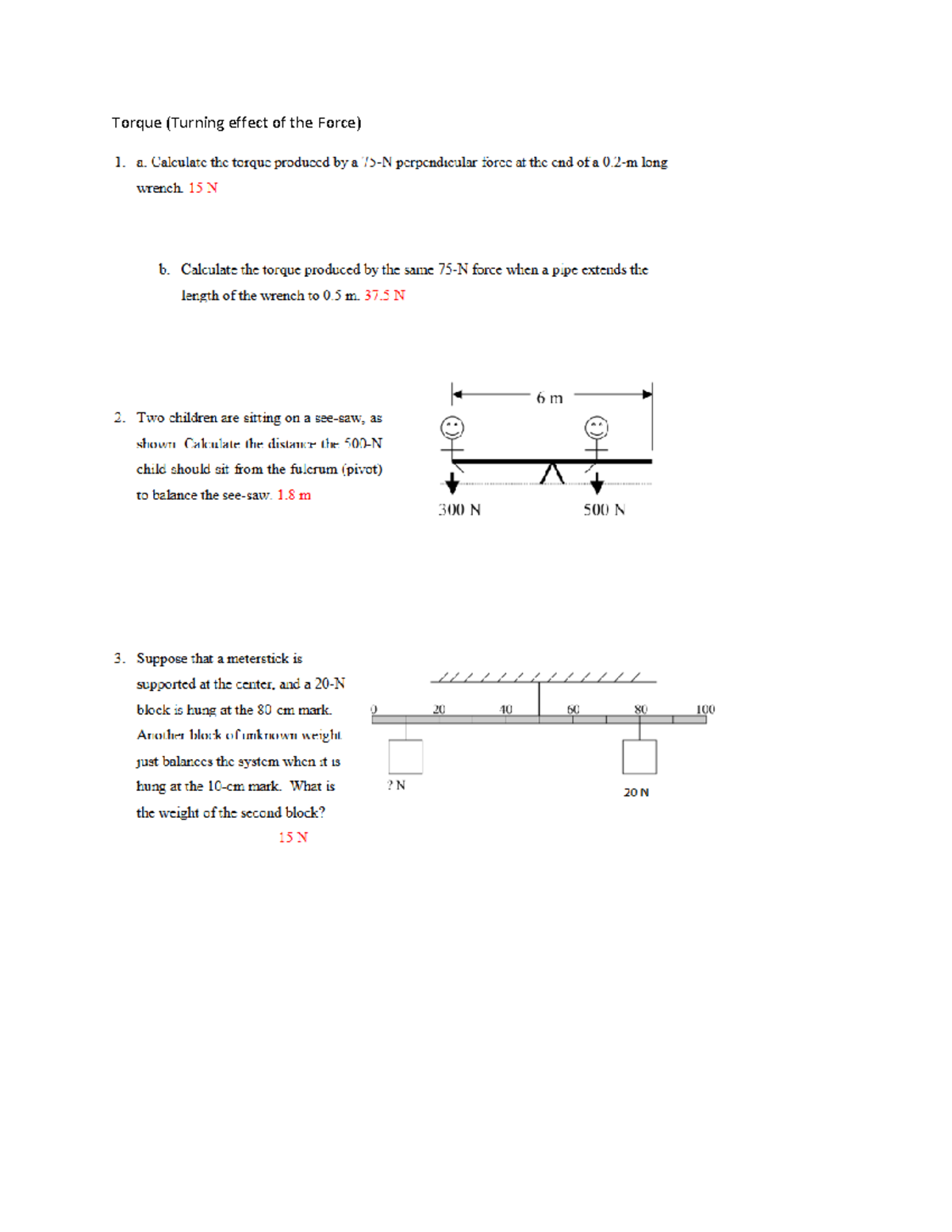 Torque review (1) (1) (1) (1) (1) - PHYS 1311 - Torque (Turning effect of the Force) - Studocu