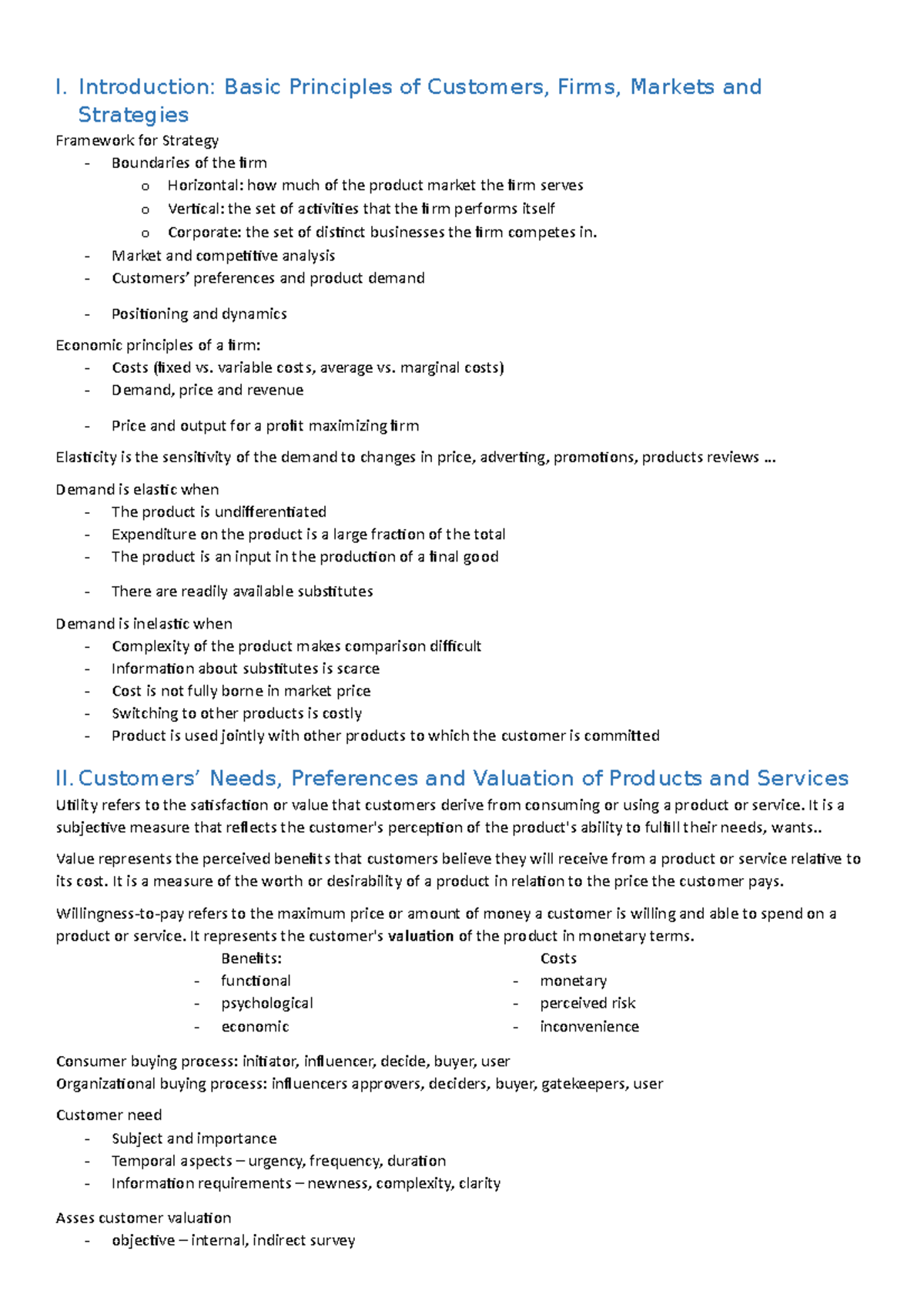 Customer - short summary - I. Introduction: Basic Principles of ...
