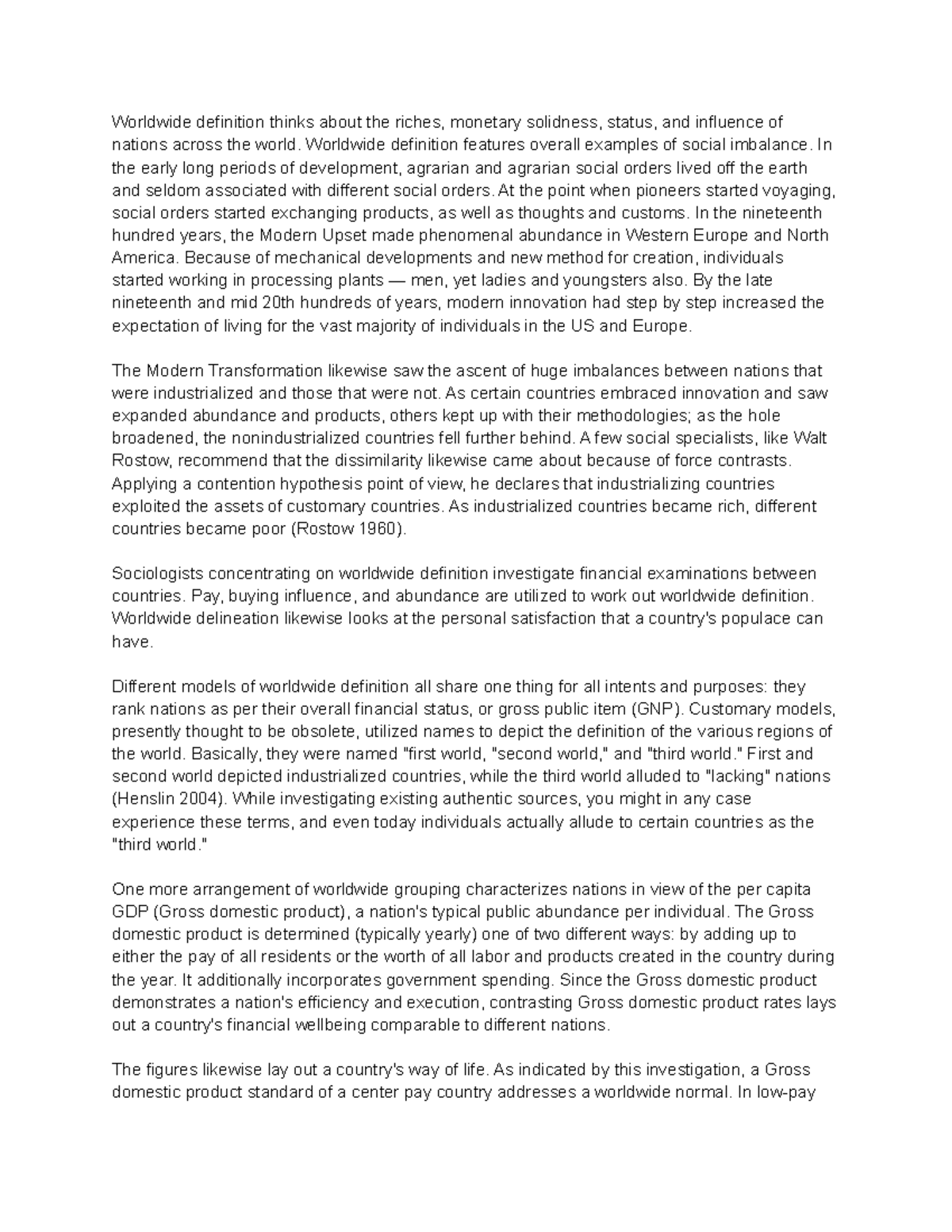 9.3 Global Inequality and Differences Notes - Worldwide definition ...